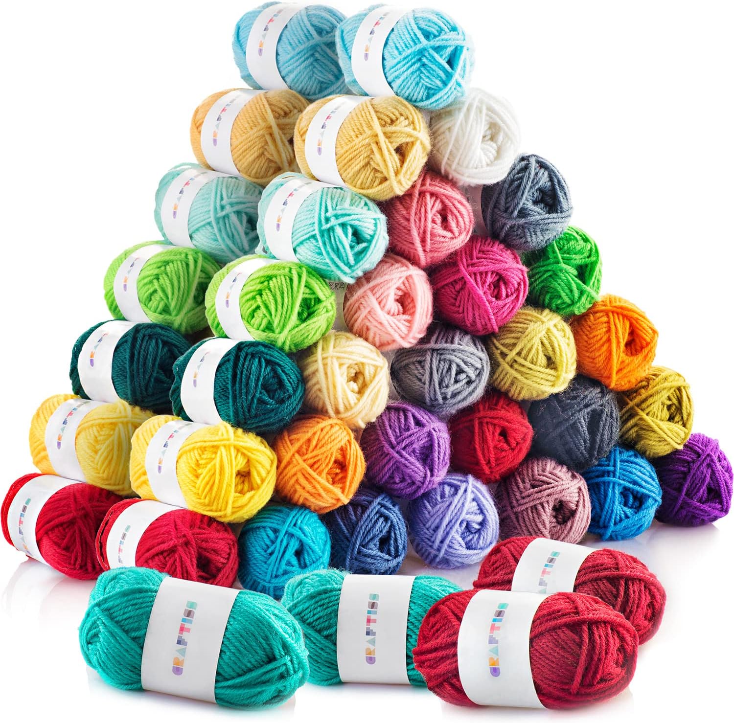 Amazon.com: CRAFTISS 60x20g Acrylic Yarn Mini Skeins - 2600 Yards of ...