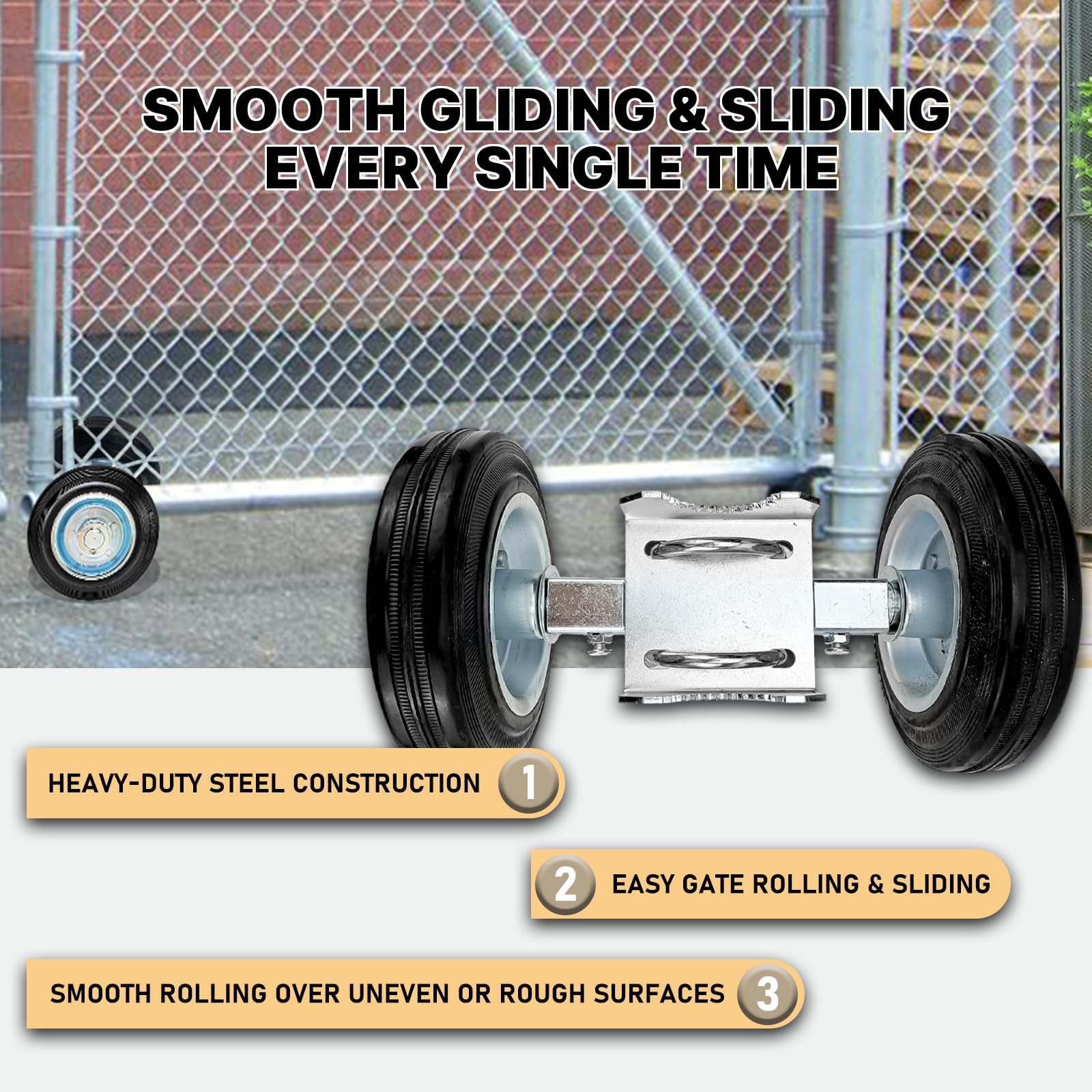 Gate Wheel 8 Inch Rolling Gate Carrier Wheels For Chain Link Gate ...