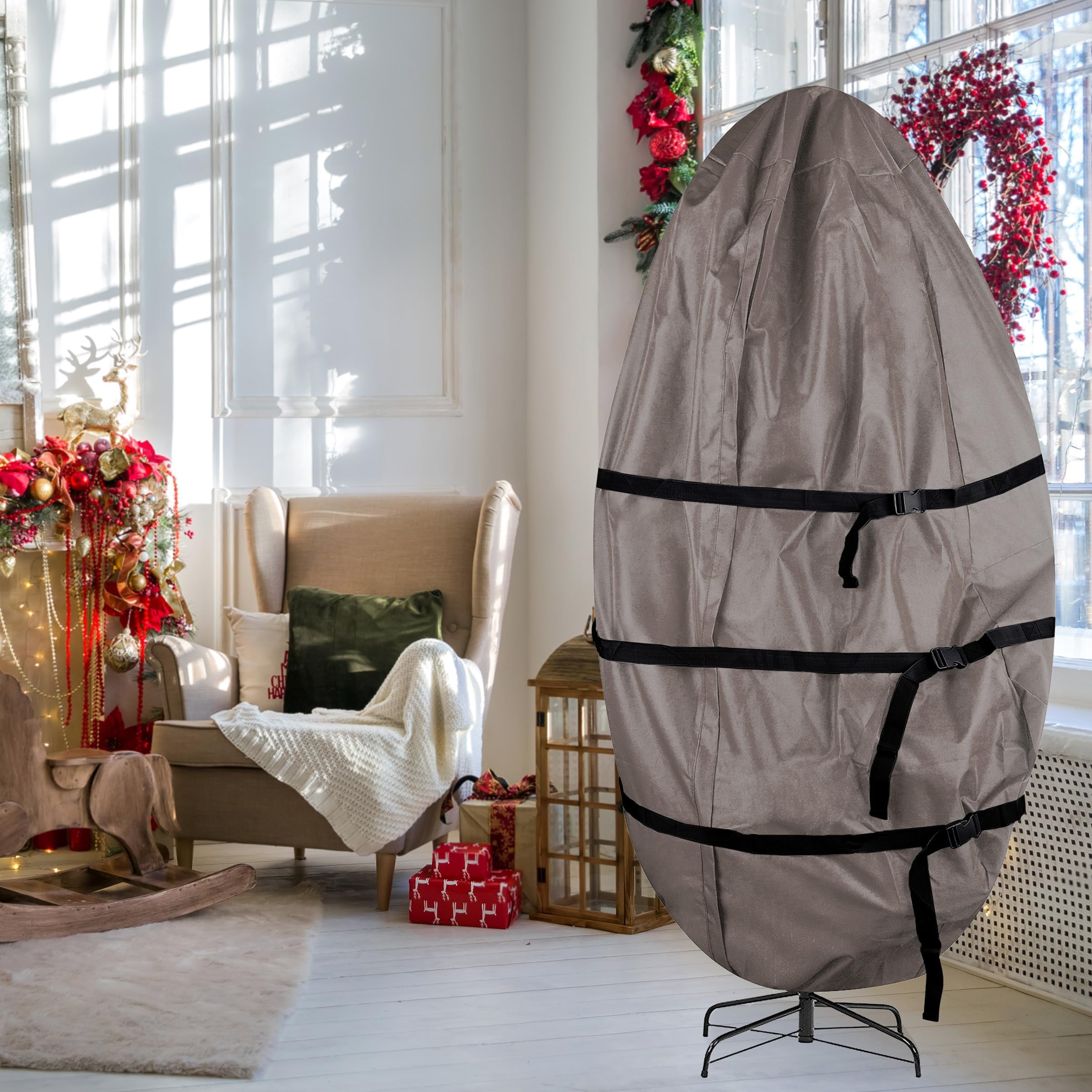 Amazon.com: Christmas Tree Storage Bag - Upright Zippered Canvas Cover ...