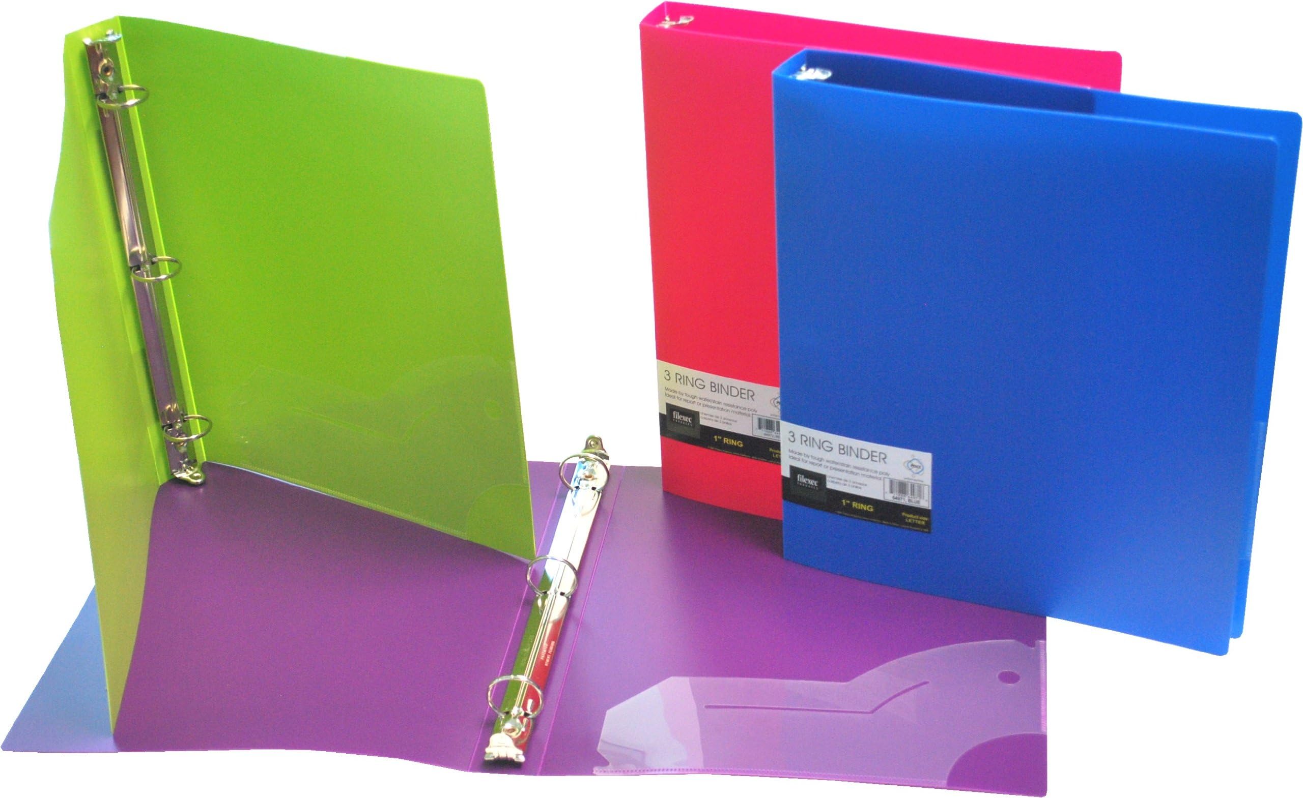 Amazon.com : 1-inch Basic 3-Ring-Binder with Pockets 1'' Flexible -Binder for School Holds 200 ...