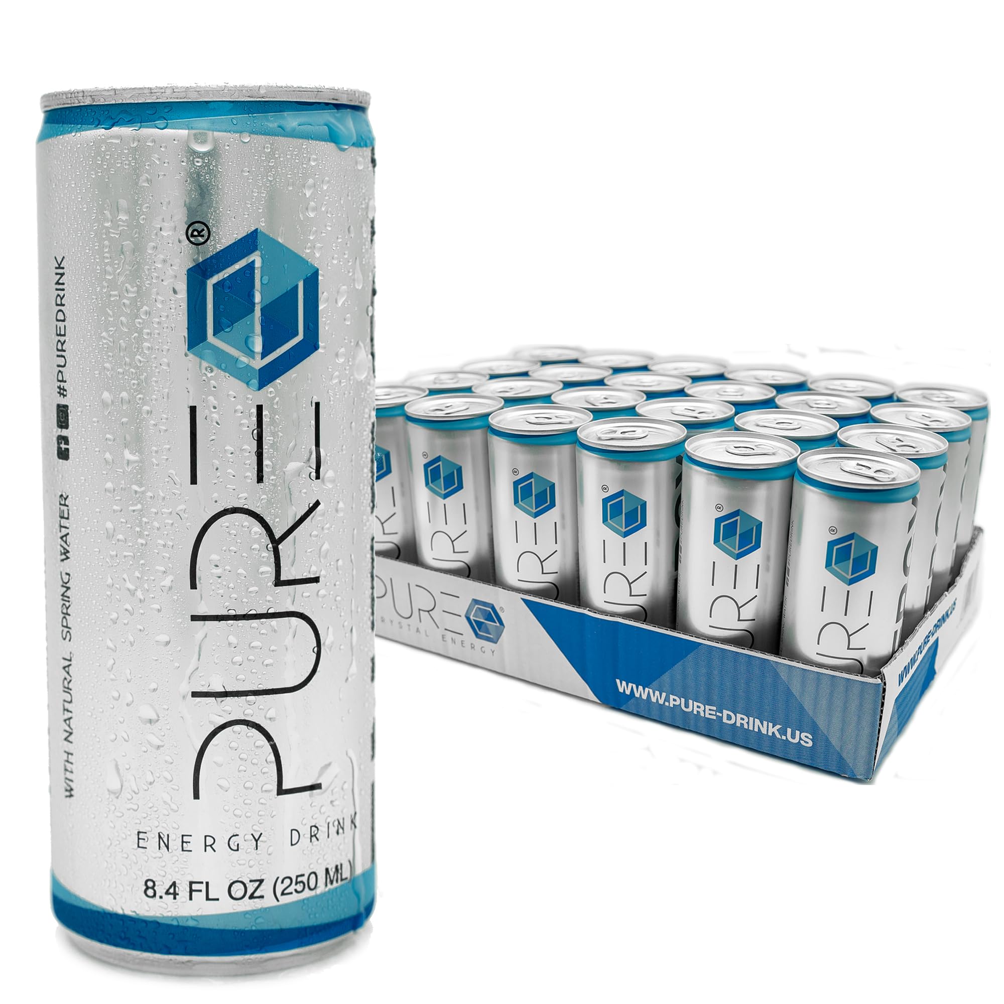 Amazon.com : PURE Energy Drink - The Crystal Clear Energy Drink (8.4 Fl ...