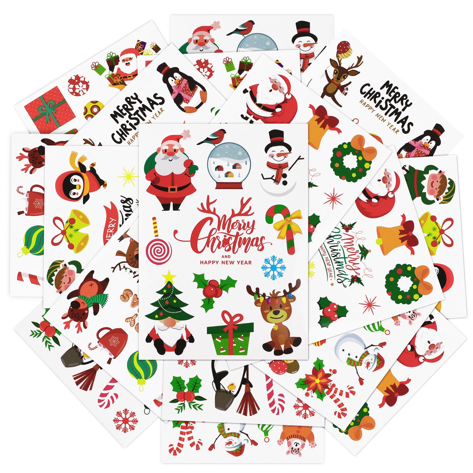 Amazon.com: 16 Sheets Christmas Stickers for Kids 214pcs Christmas ...