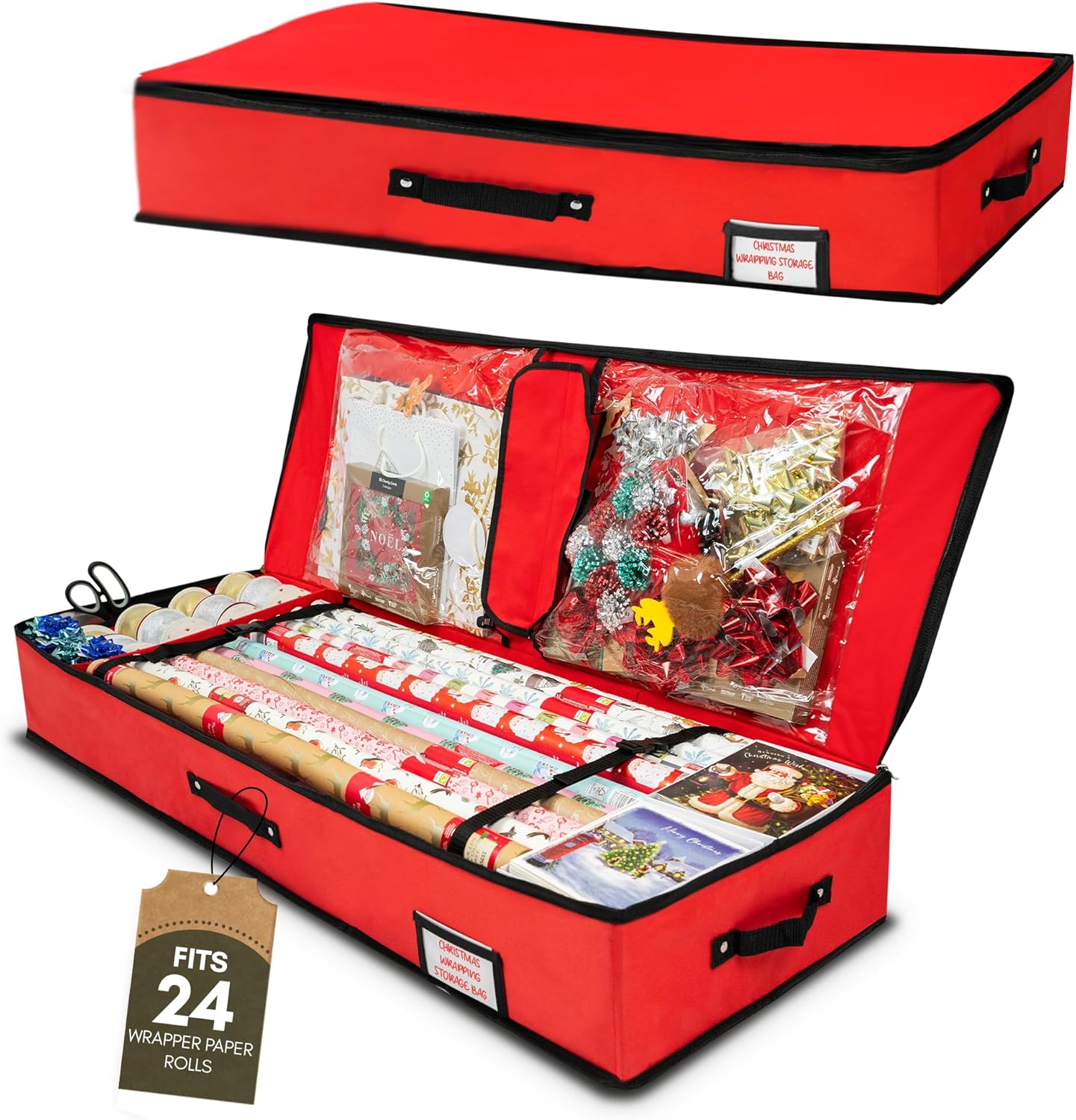 Pelle & Sol Christmas Wrapping Paper Storage Bag - Fits 24 Rolls, 600D ...