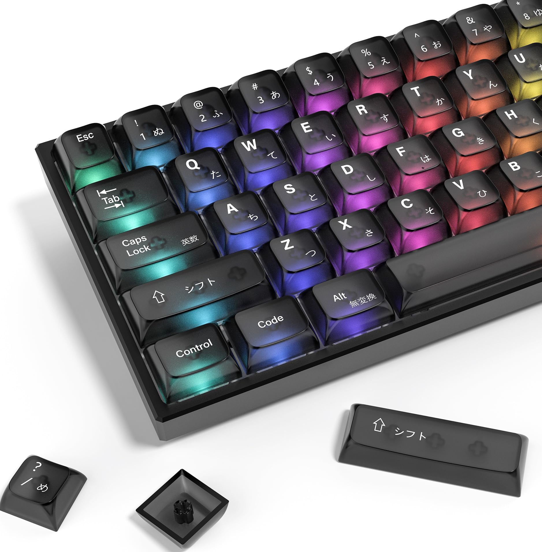 Black Clear Keycaps 60 Percent, 82 Keys Japanese Custom OSA Profile ...
