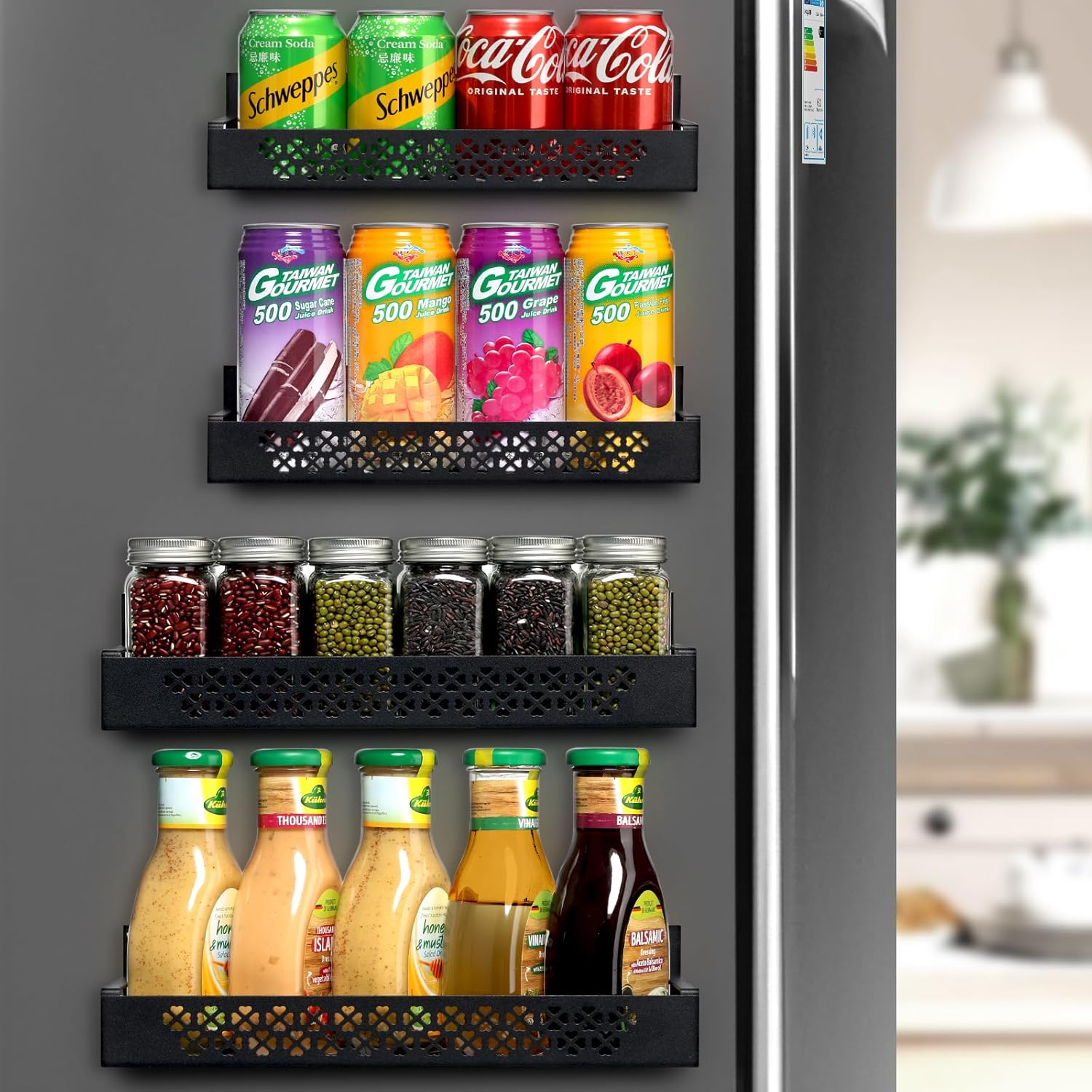 Amazon.com: Haturi Magnetic Spice Rack, 4 Pack Metal Moveable Magnetic ...