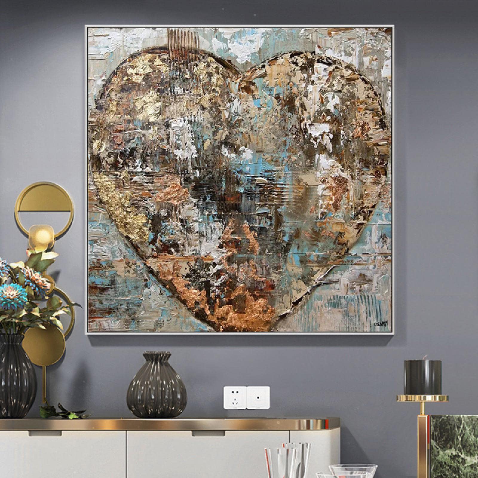 Abstrakte Zeichnung Herz Abstrakte Blaue Und Rote Herzen. Glückliche