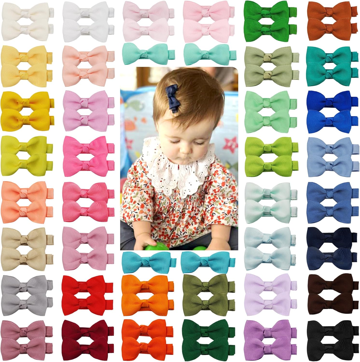 ALinmo 80 Pcs Small Size 2 Inch Baby Hair Clips Baby Hair Bows Craft ...