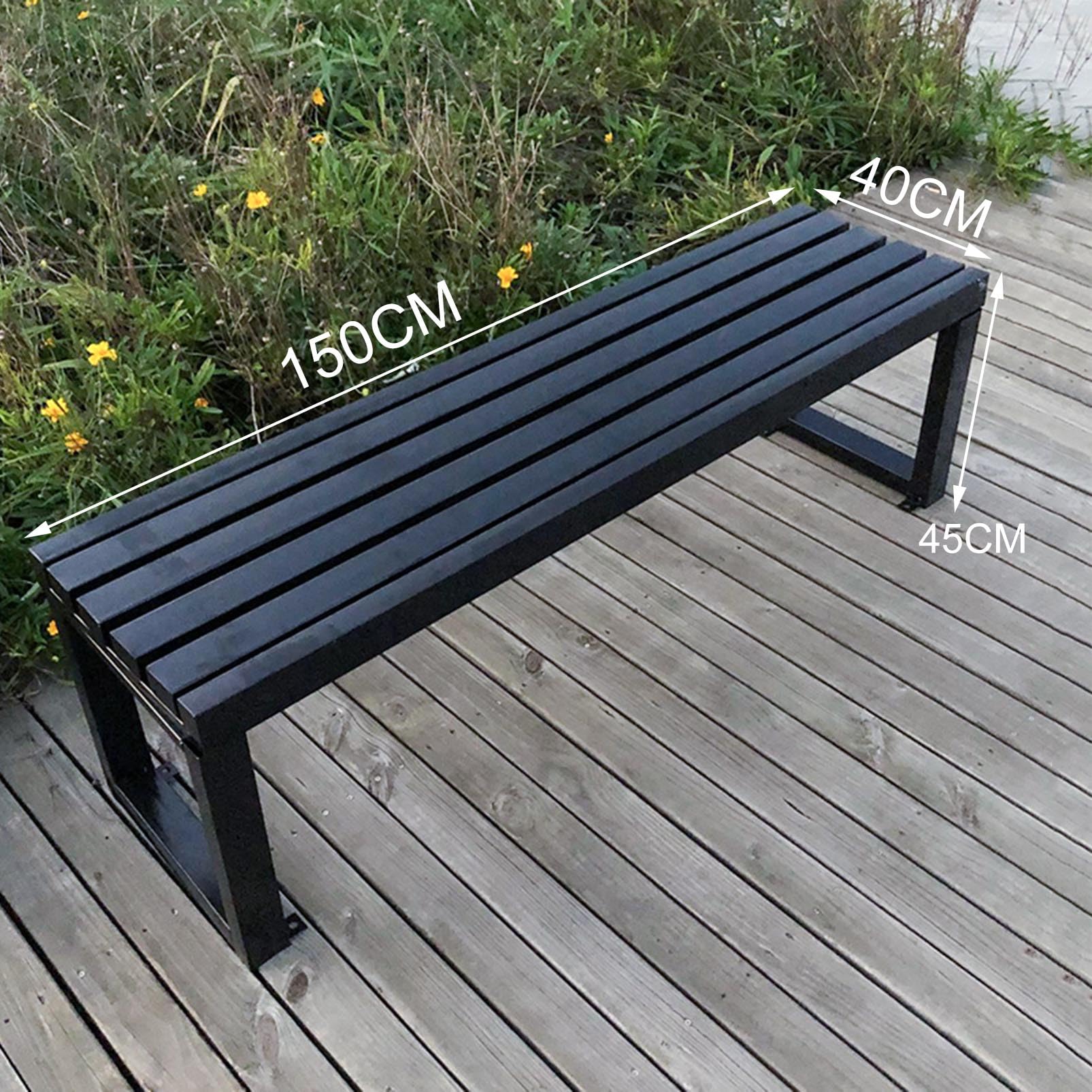 Backless Benches Outdoor Park Lnder Steel Frame Garden Bench Outdoor