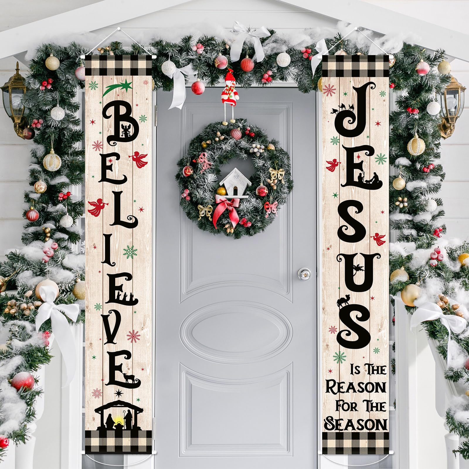 Amazon.com: Qeeenar Christmas Nativity Outdoor Garage Door Banner Large ...