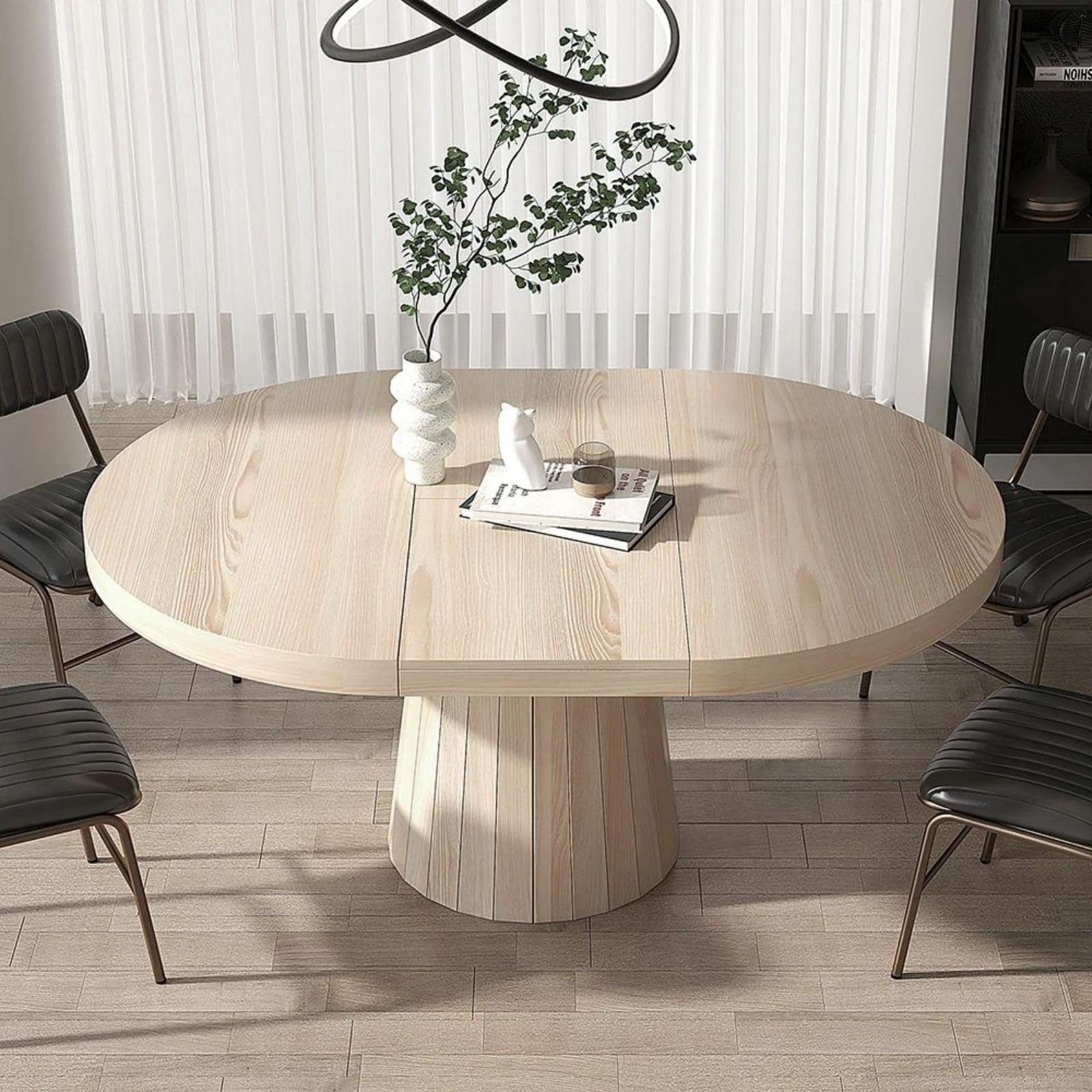 Amazon.com - Sdorens 53" Modern Round Dining Table, Black Sintered ...