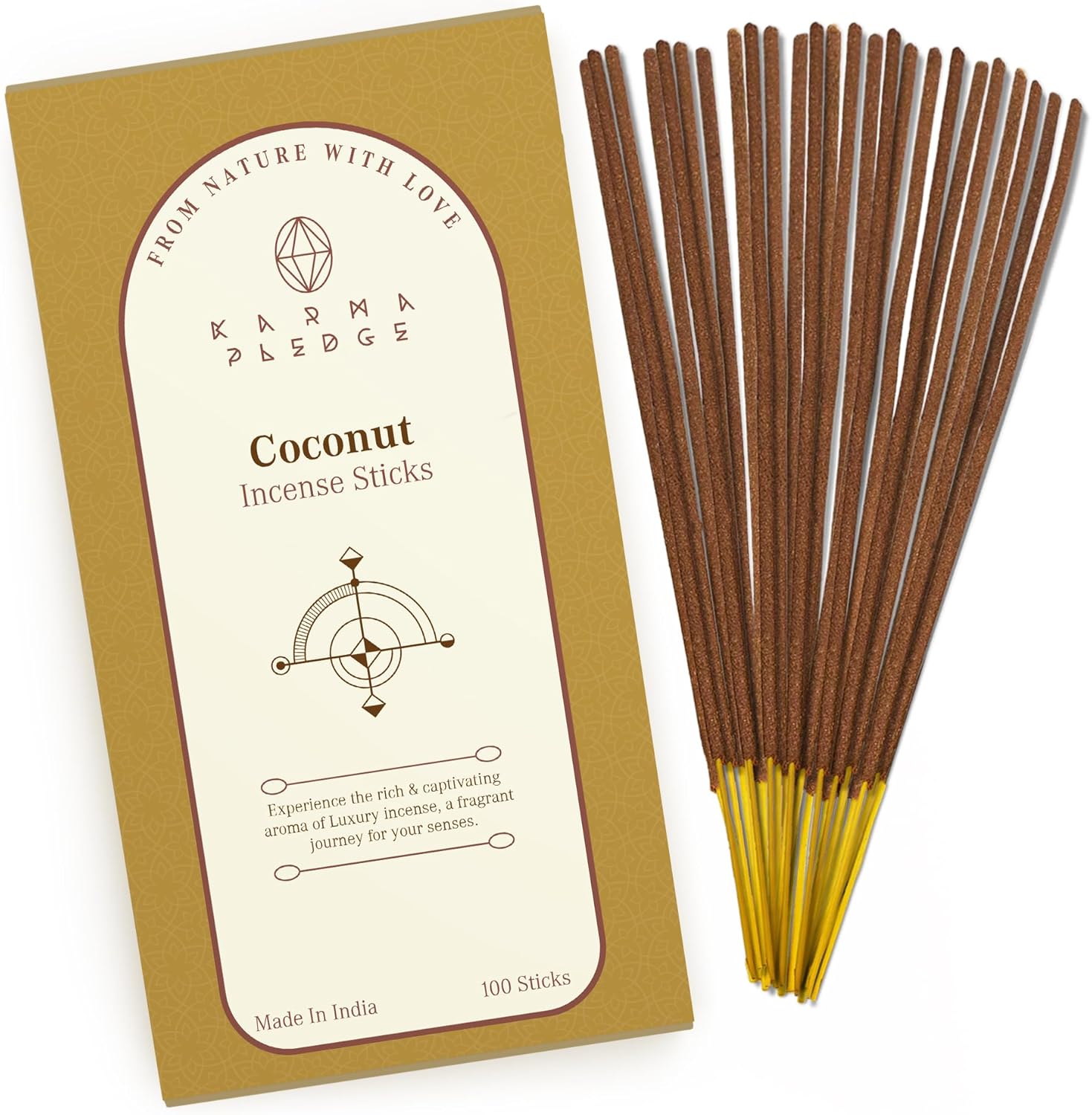 Amazon.com: Coconut Incense Sticks, Organic Hand Dipped 100 Sticks with ...