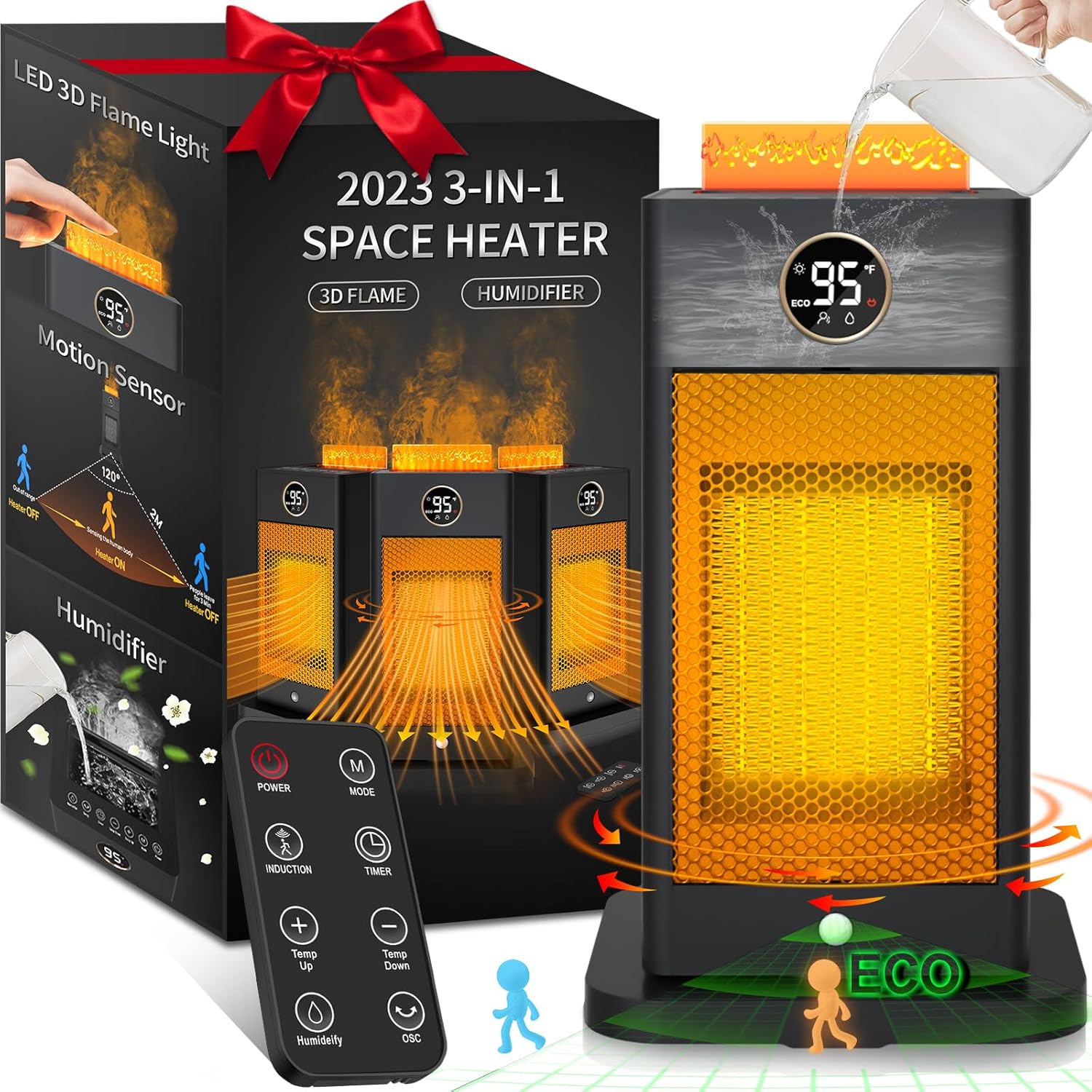 Amazon.com: Space Heater Meet Humidification, Portable Heater with 3D ...