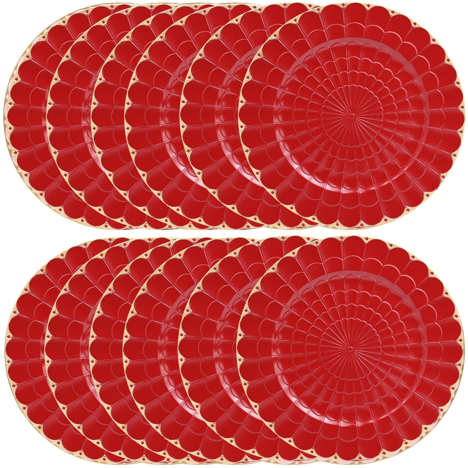 Amazon.com | Omuriko Red Chargers Plates Set of 12, Plastic Decorative ...