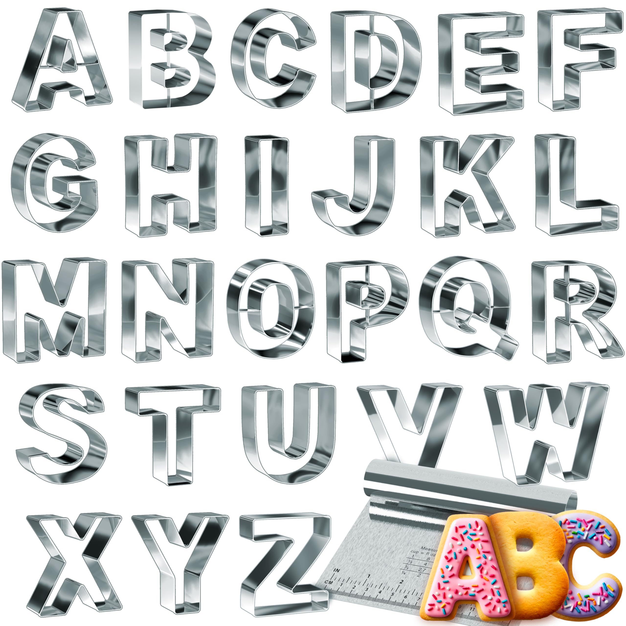 Amazon.com: Bakerpan Stainless Steel Alphabet Cookie Cutter Set, 26 ...