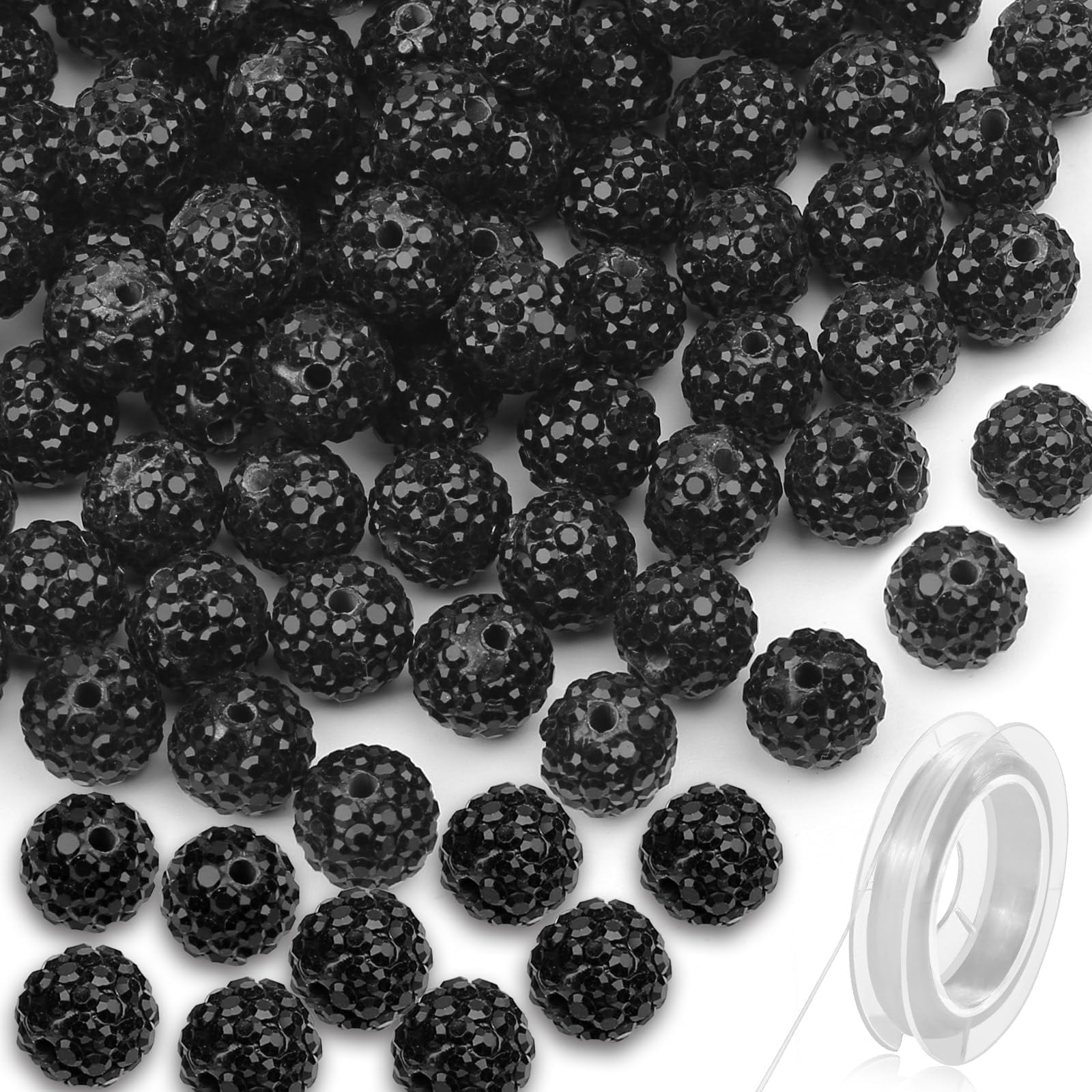 Amazon.com: Rhinestone Beads for Jewelry Making,100pcs Black Rhinestone ...