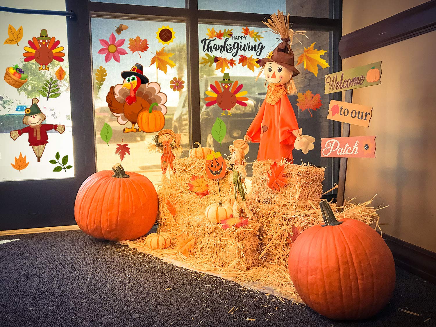 Snapklik.com : Fall Window Clings 158PCS Thanksgiving Window Clings ...