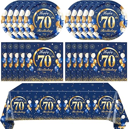 Amazon.com: 41PCS Happy 70th birthday decorations Navy Blue and Gold 70 ...