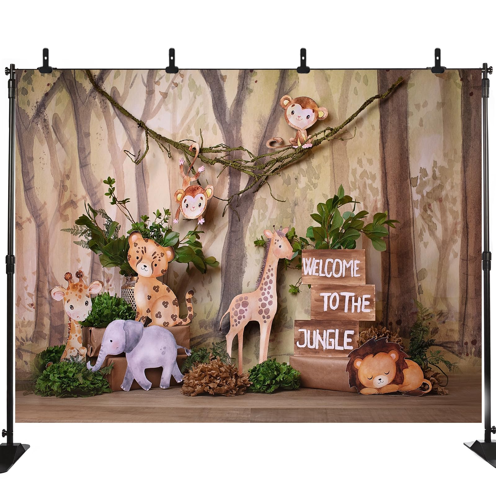 Amazon.com : Welcome to The Jungle Photography Backdrop Safari Animals ...