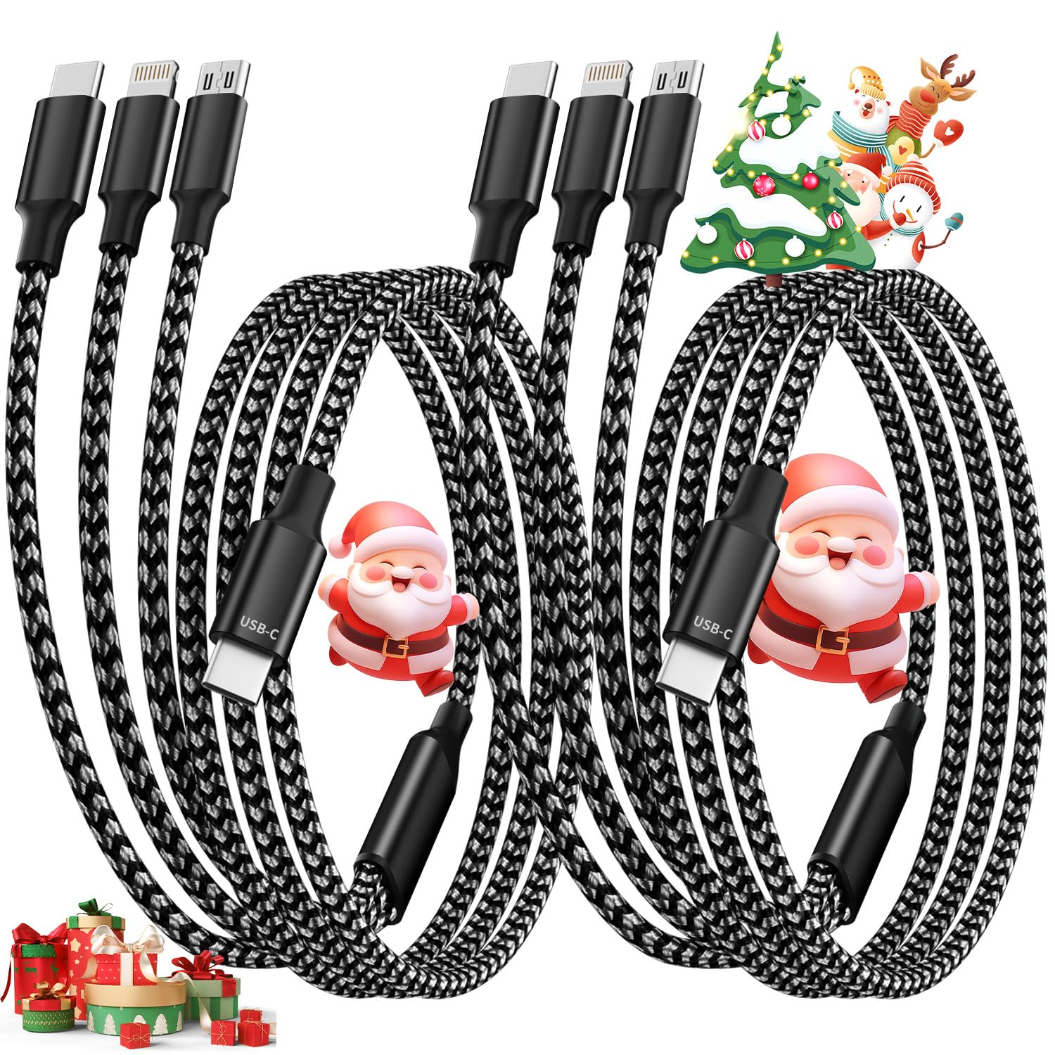 Amazon.com: USB C Multi Charging Cable [2Pack 4FT], 3 in 1 Charging ...