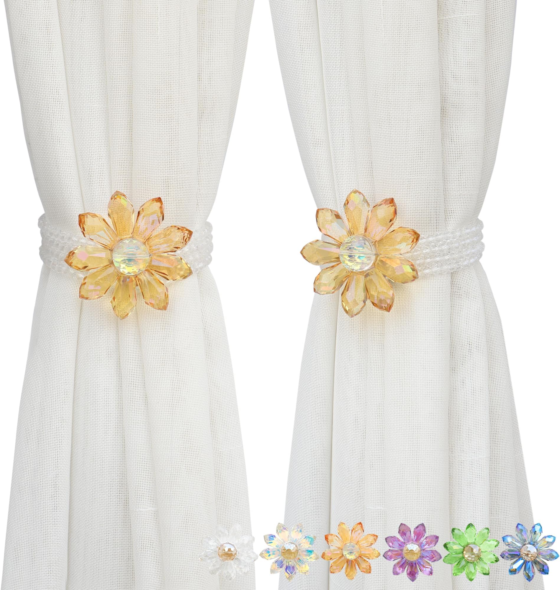 Amazon.com: PEDOBO Crystal Flower Curtain Tiebacks, 2 Pack Crystal ...