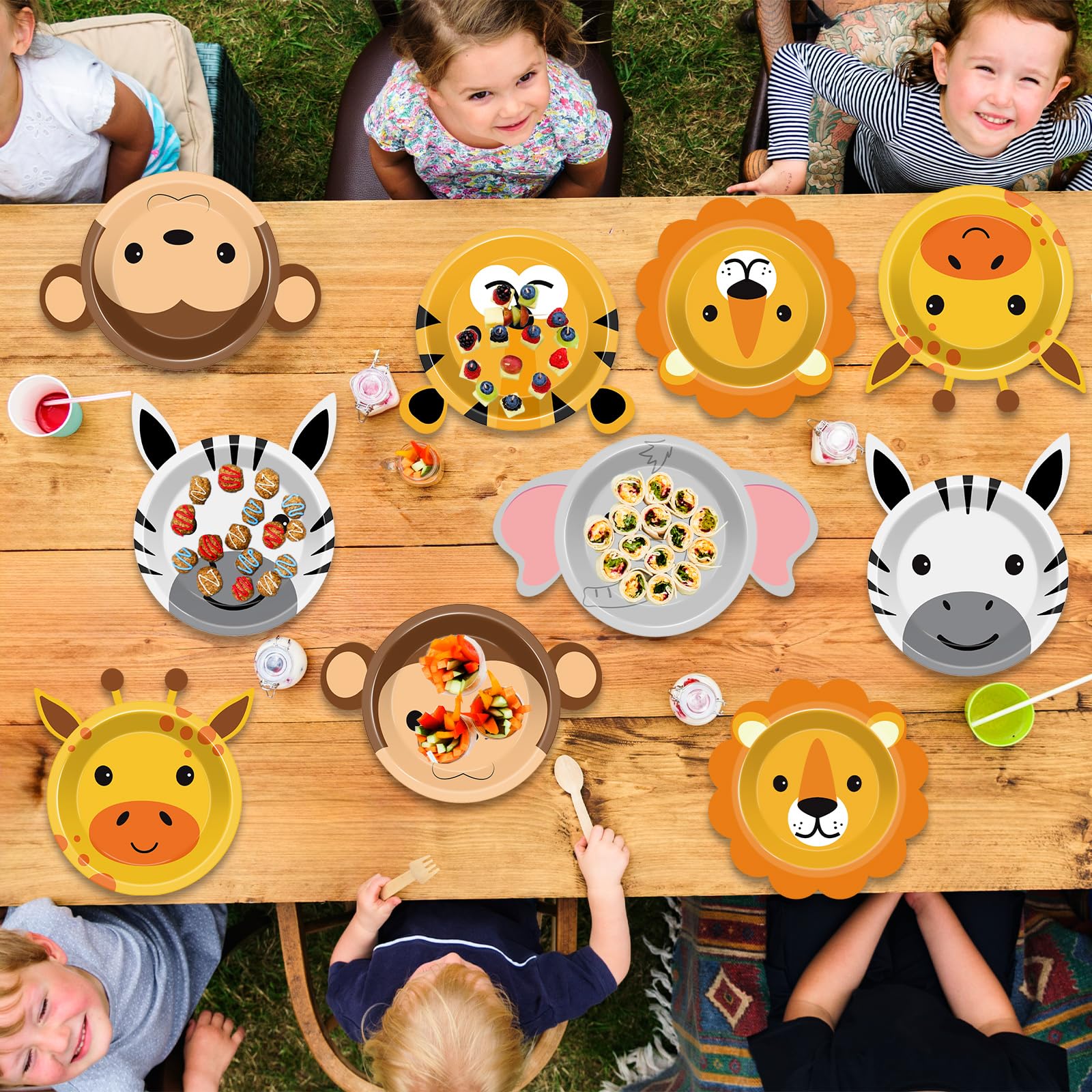 Snapklik.com : 60 Count Jungle Safari Party Paper Plates Animal Shaped ...