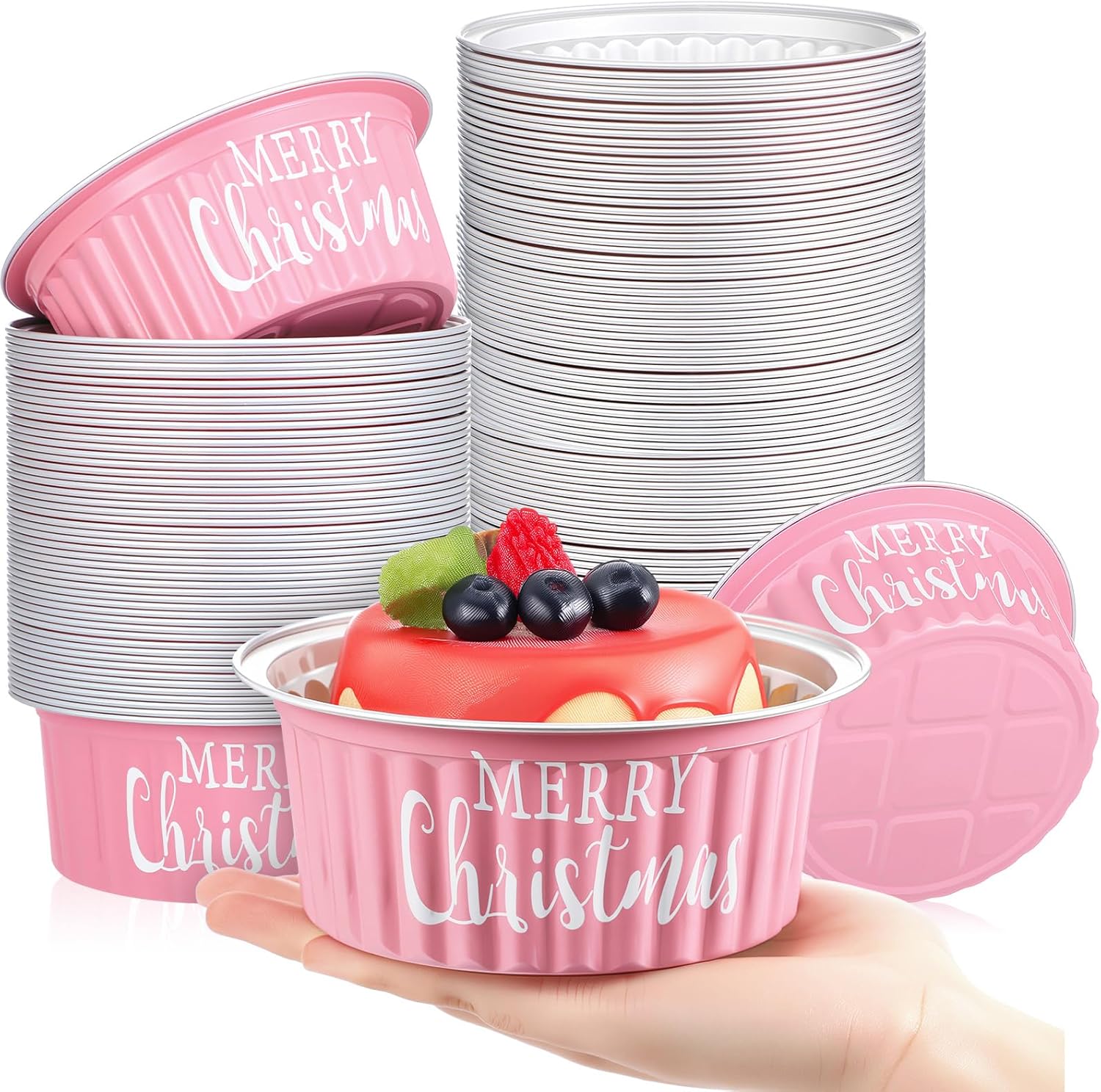 Amazon.com: Ziliny 50 Pcs 1lb Christmas Bread Loaf Pans with Lids Pink ...
