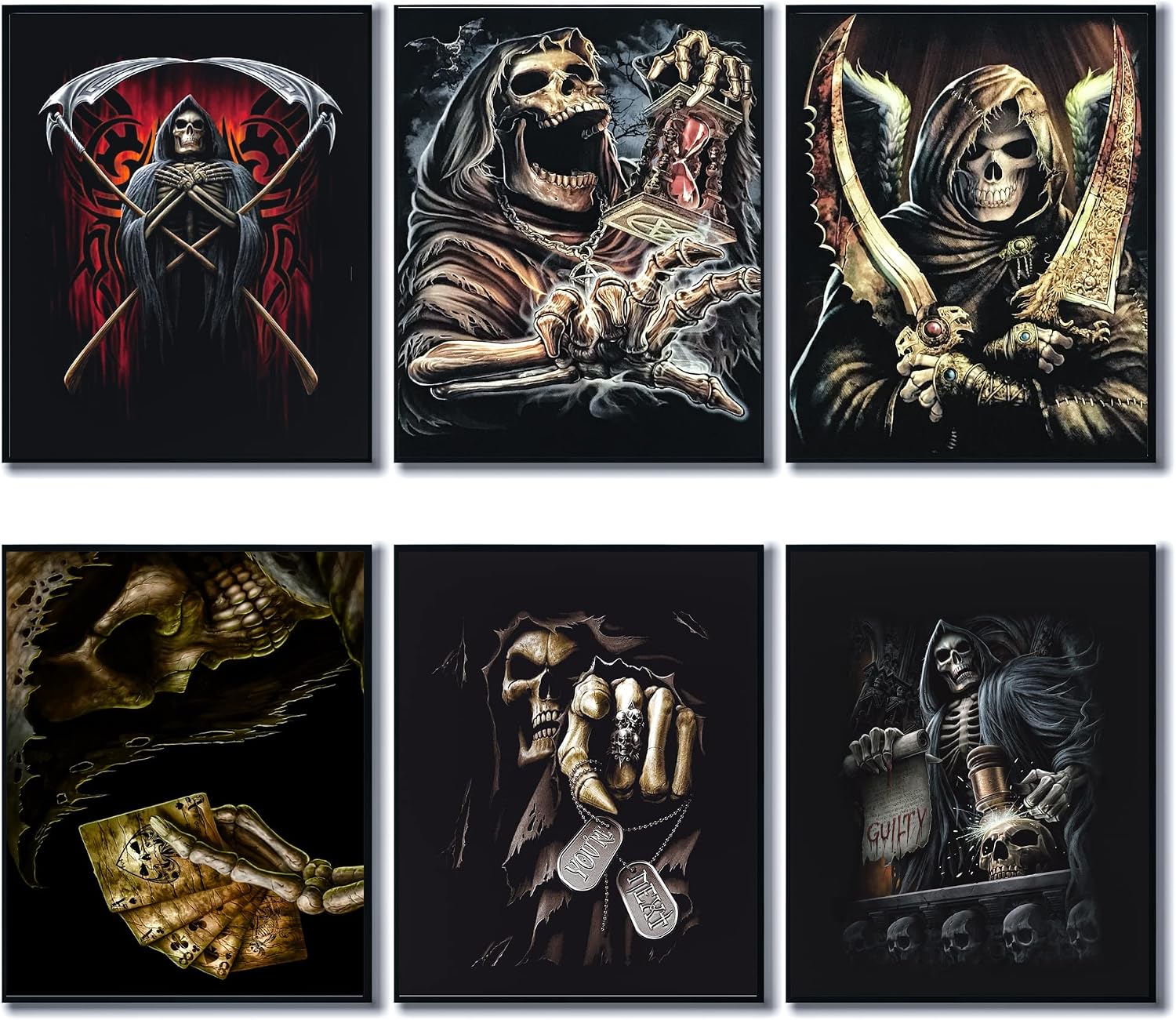 Amazon.com: dazongweihan Skull Poster Set,Wall Decor Gothic Wall Poster ...