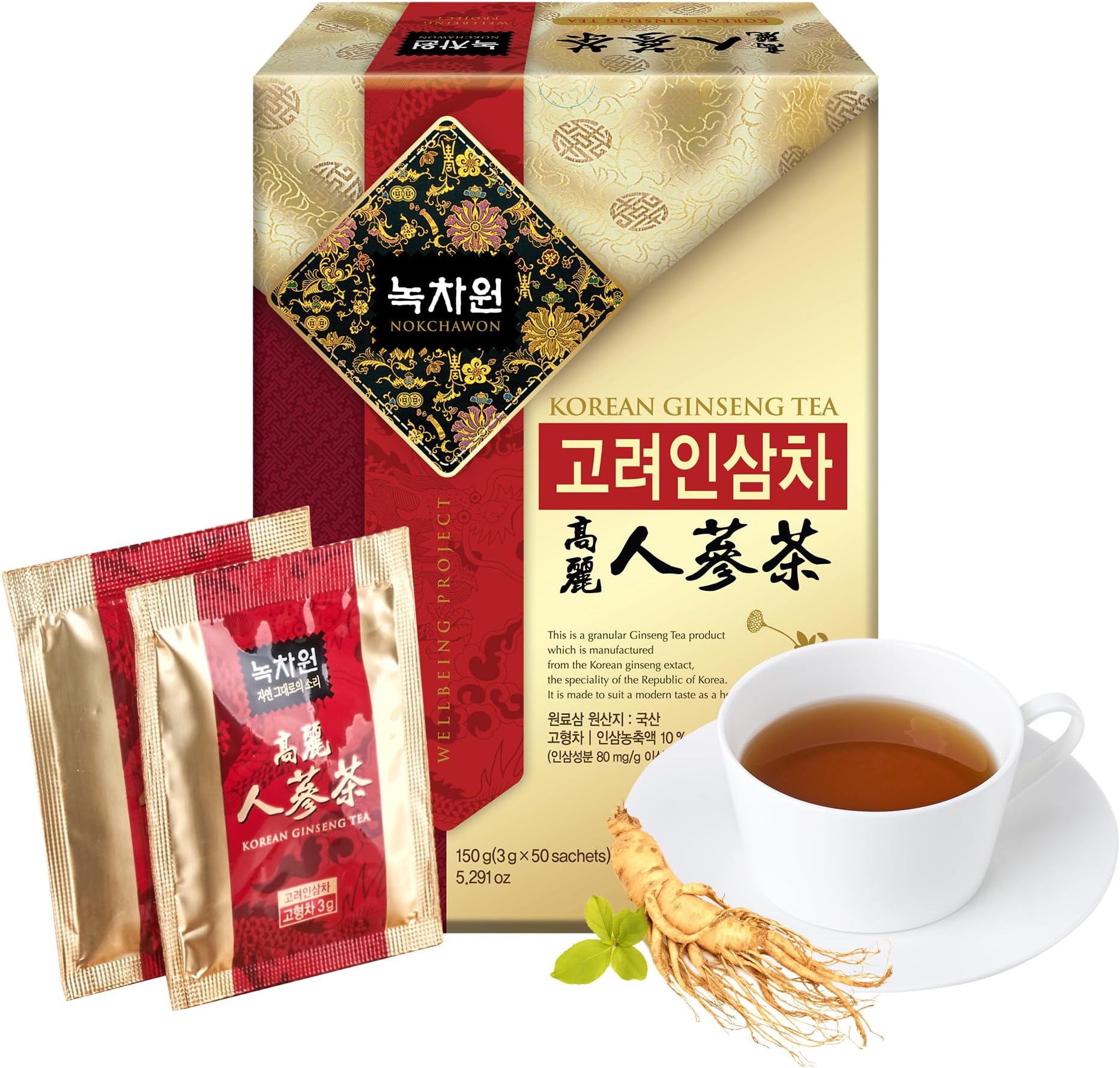 Amazon.com : [Nokchawon] Korean Ginseng Tea Packets, 50 Sachets ...