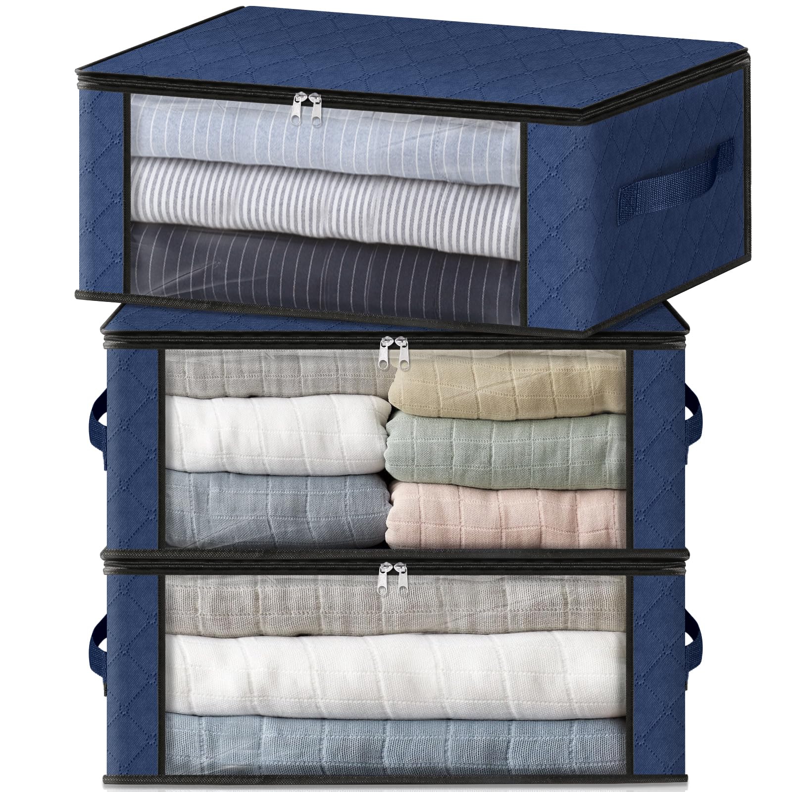 Amazon.com: HomeHacks Storage 3-Pack Clothes Organizer Storage Bags ...
