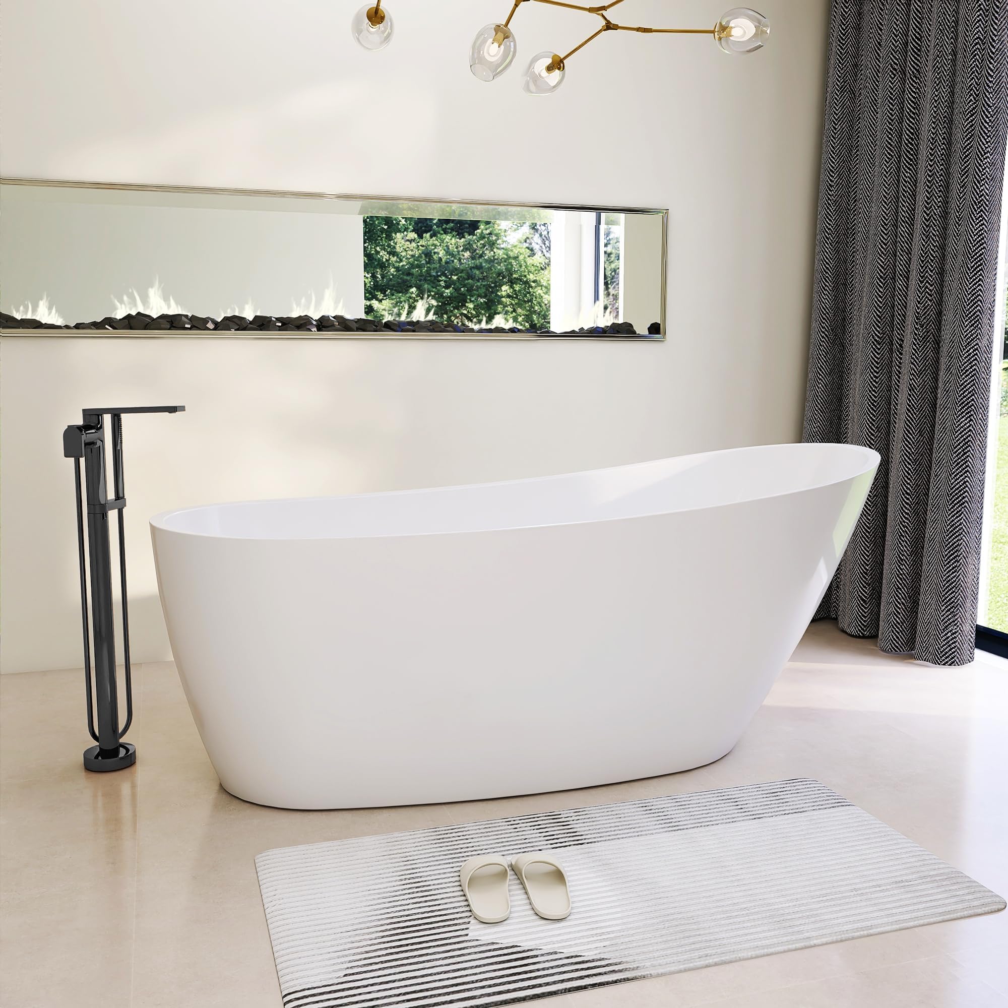 WOODBRIDGE 67" Acrylic Freestanding Bathtub Contemporary Soaking Tub ...