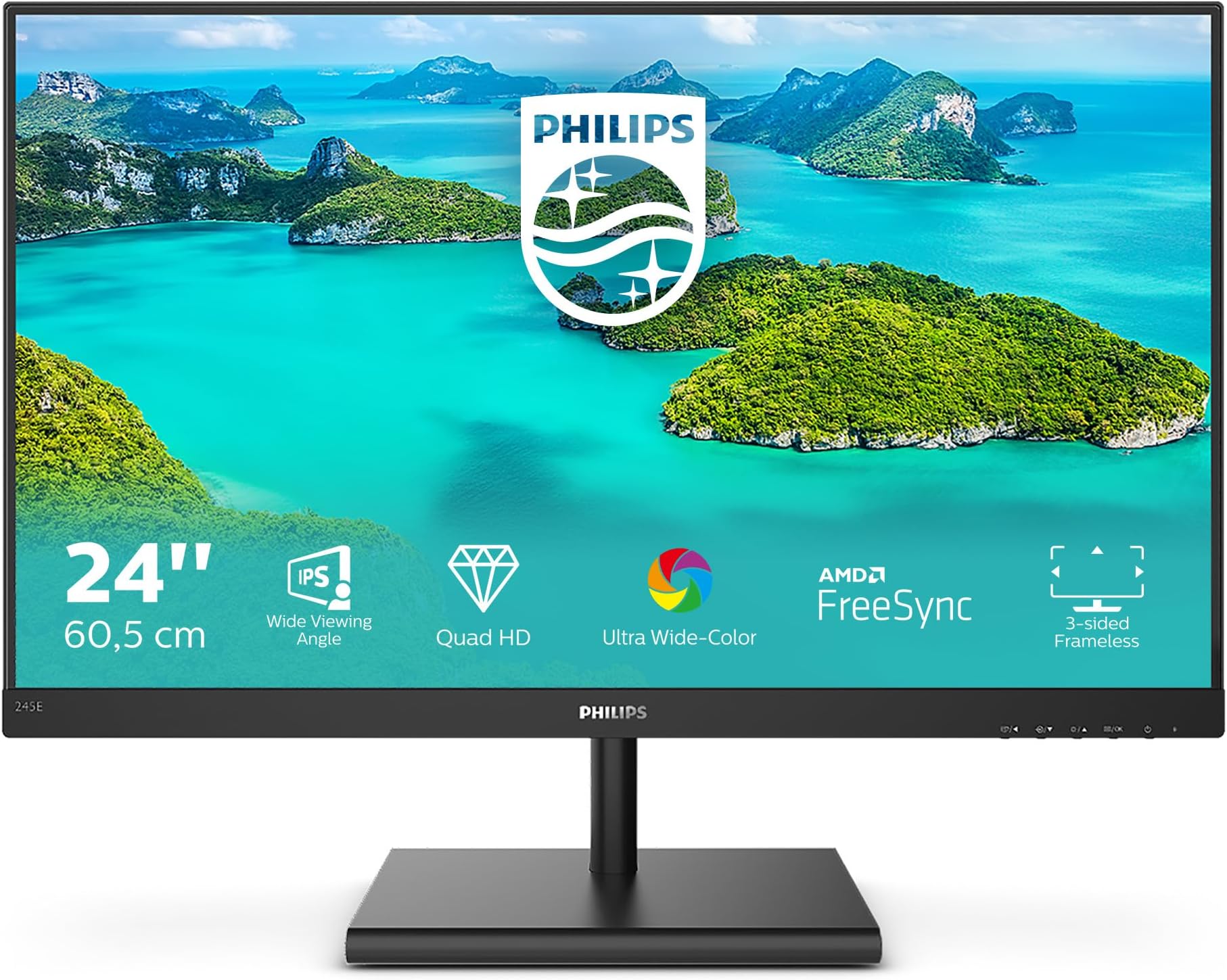 Philips 245E1S Gaming Monitor 24" LED IPS 2K Freesync a 75 Hz, 2560 x ...