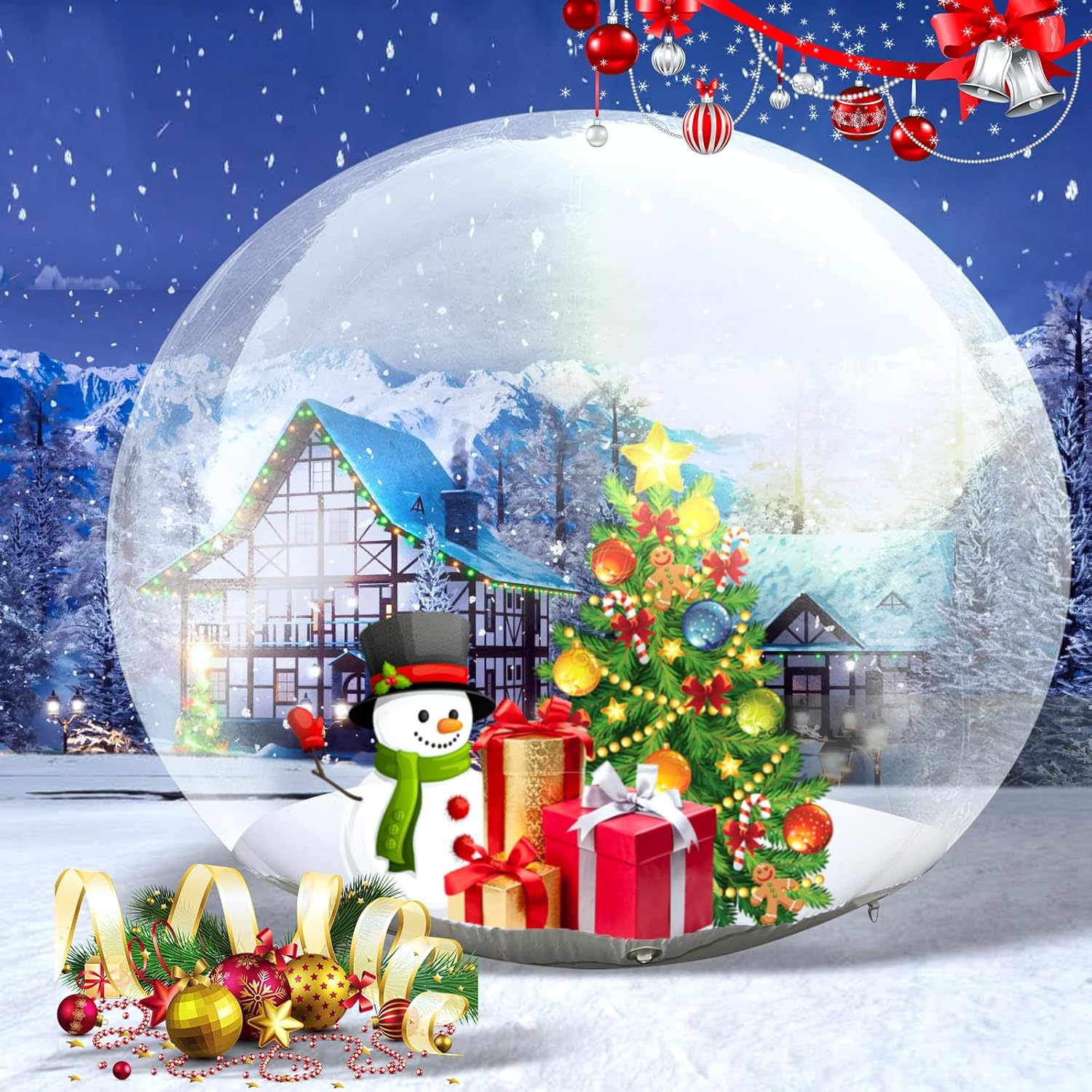 Amazon.com: 10FT Giant Inflatable Snow Globe(0.5mm PVC)(250w Blower ...
