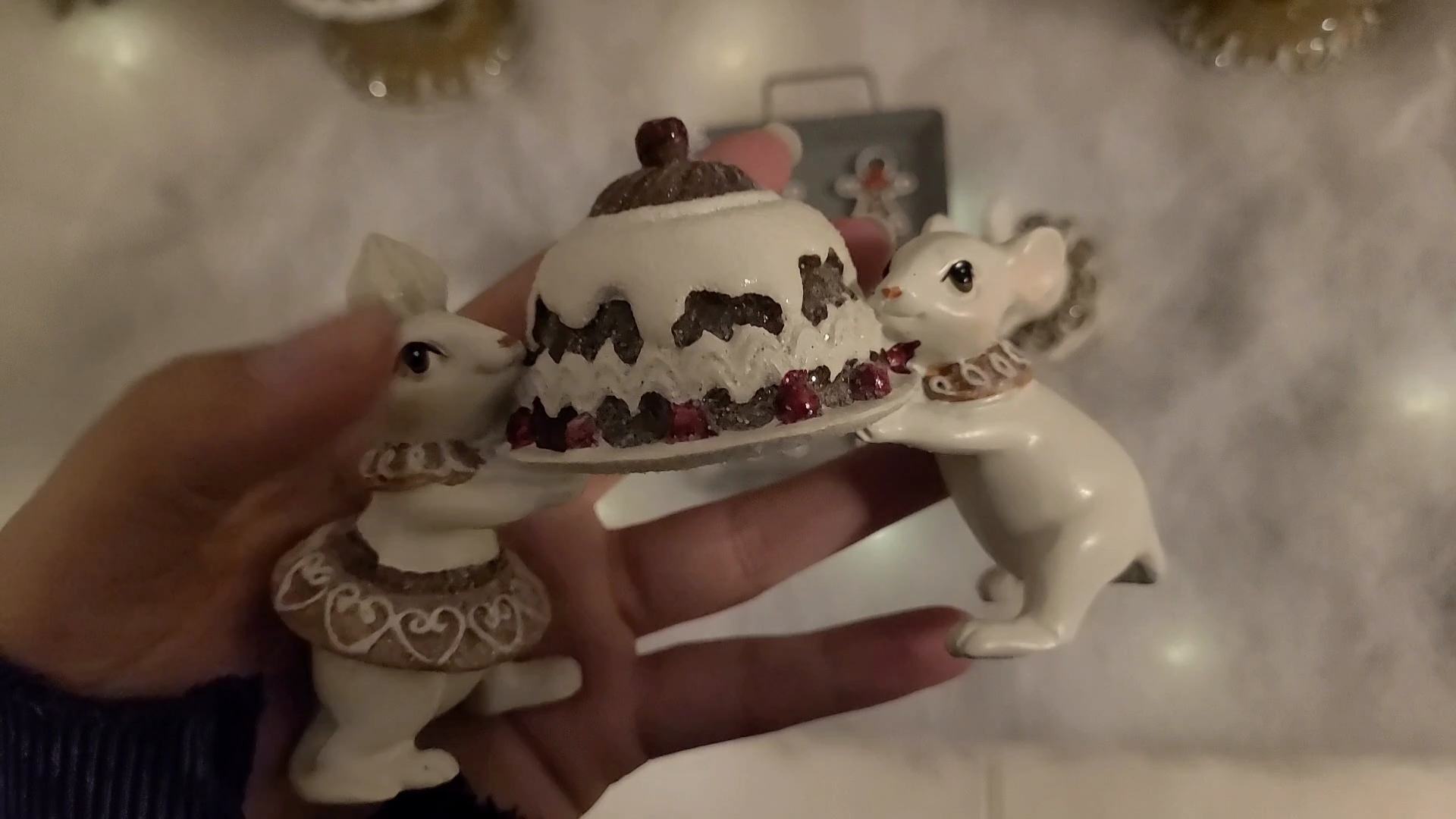 Watch Review of Braxio Christmas Decorations Mouse Holding Cake on ...