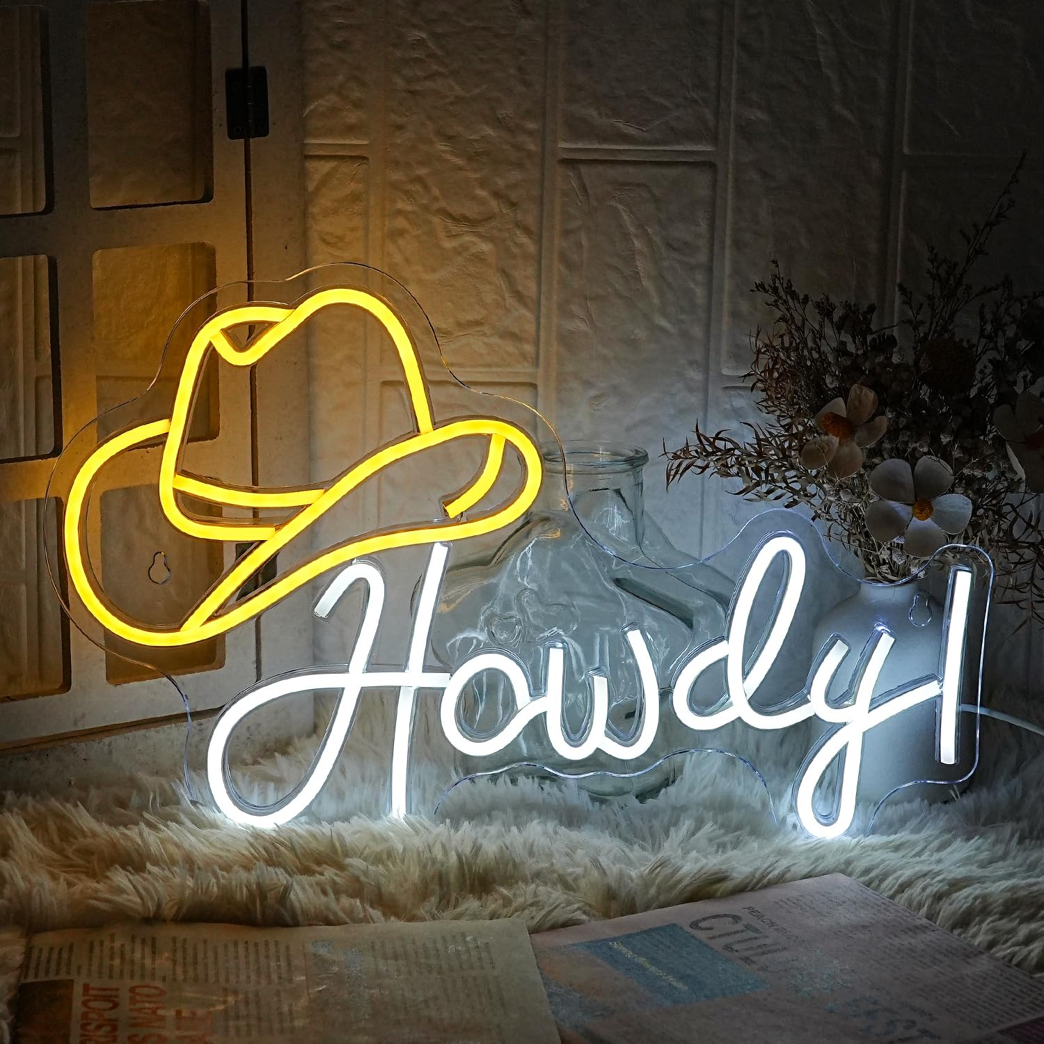 Amazon.com : LMSIGNLY Cowboy Hat Neon Sign Howdy Cowboy Neon Signs Cool ...