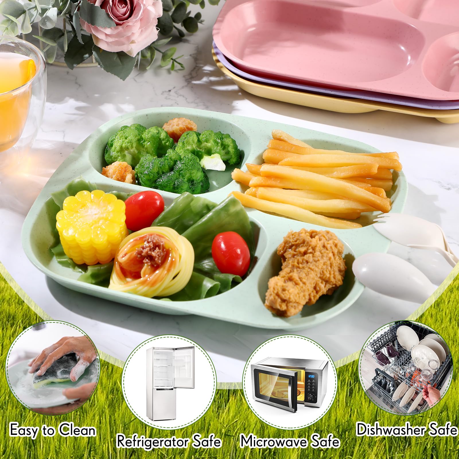 Snapklik.com : Vesici 8 Pcs 9 Unbreakable Divided Plates For Kids ...