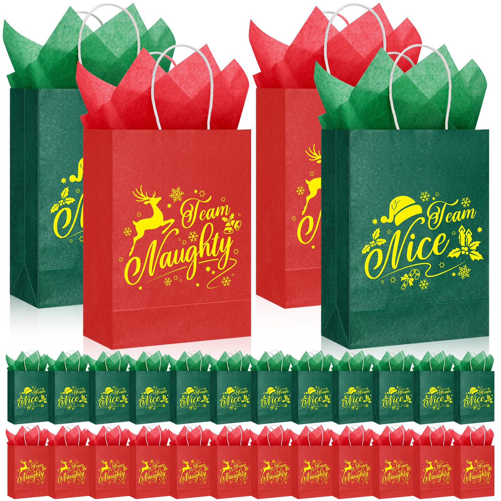 Amazon.com: Fumete 24 Pcs Team Naughty or Nice Christmas Gift Bags, Red ...