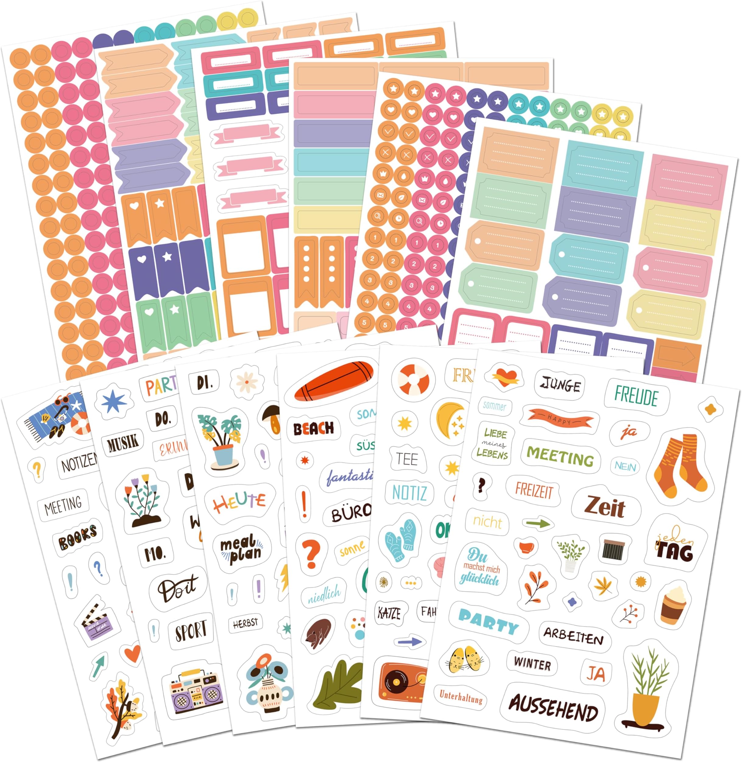 Biroyal Sticker Set|10 Blatt Bullet Journal Sticker|über 1000 Stk ...