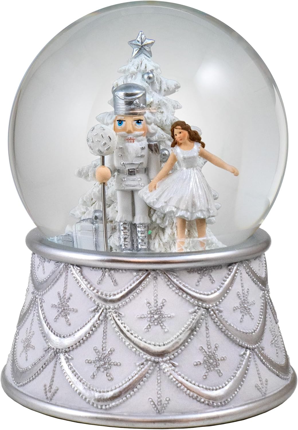 Amazon.com: 100MM Silver & White Musical Nutcracker Snow Globe by The ...