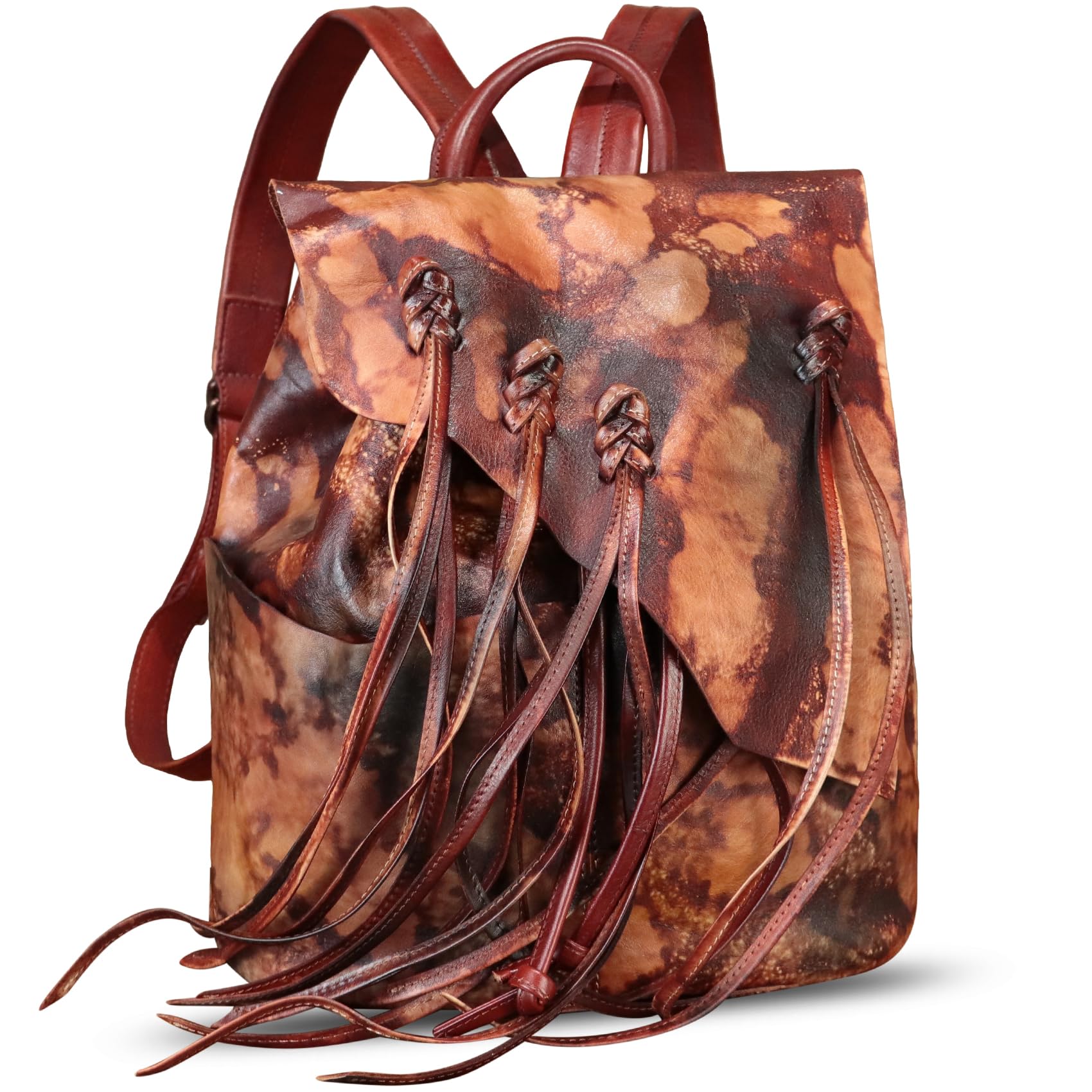 Amazon.com: IVTG Genuine Leather Tassels Fashion Backpack for Women ...