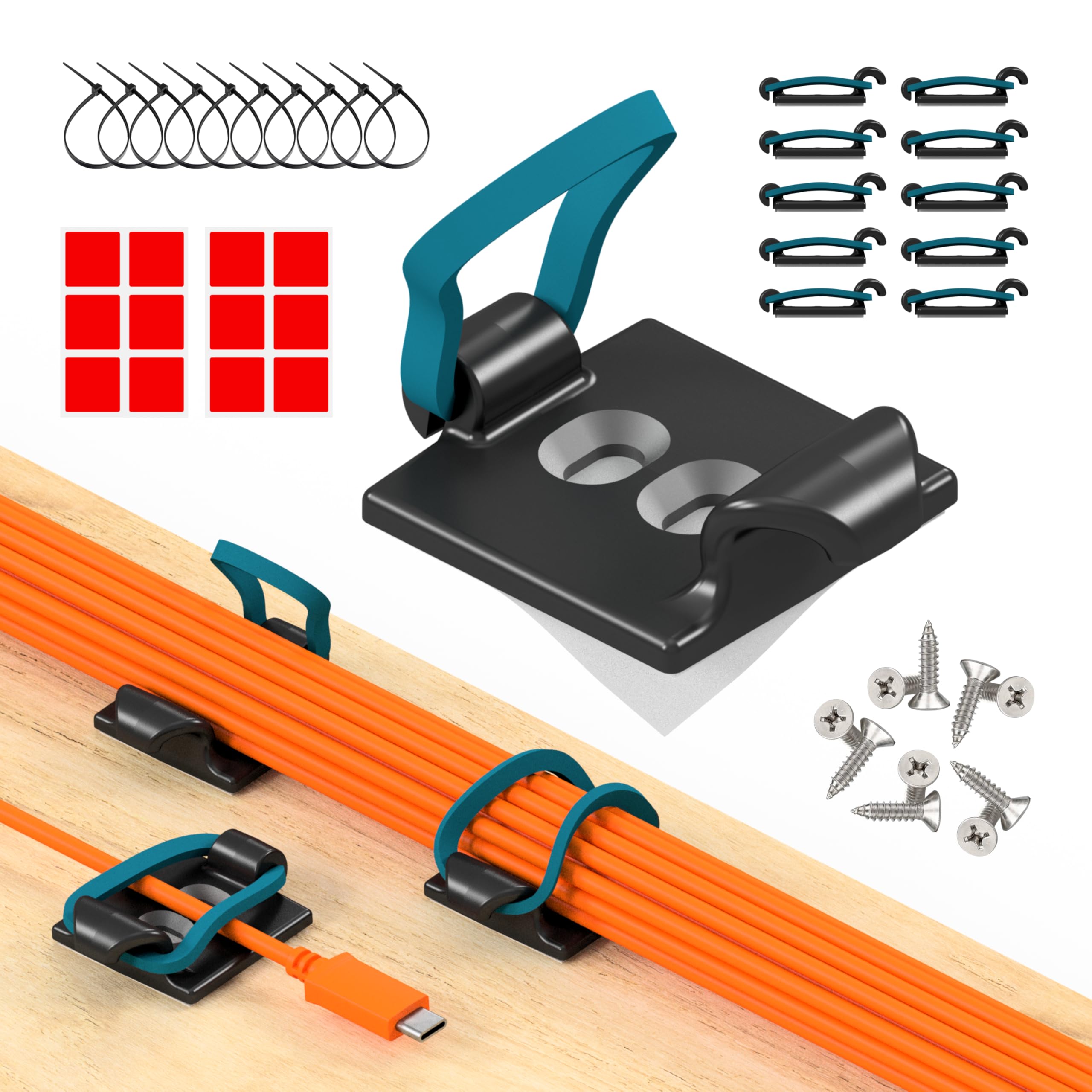 CableGenie [Made in the UK] 10-Pack Adjustable Elastic Self-Adhesive ...