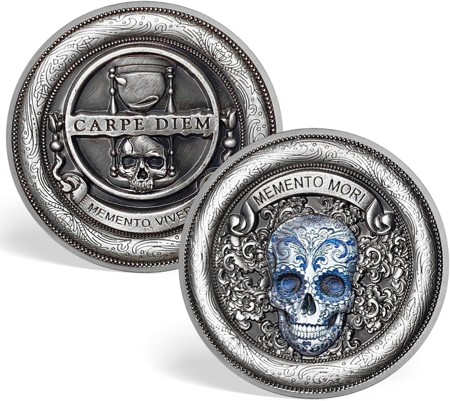 Amazon.com : Misdary 10 Pcs Memento Mori Coin Memento Vivere Reminder ...