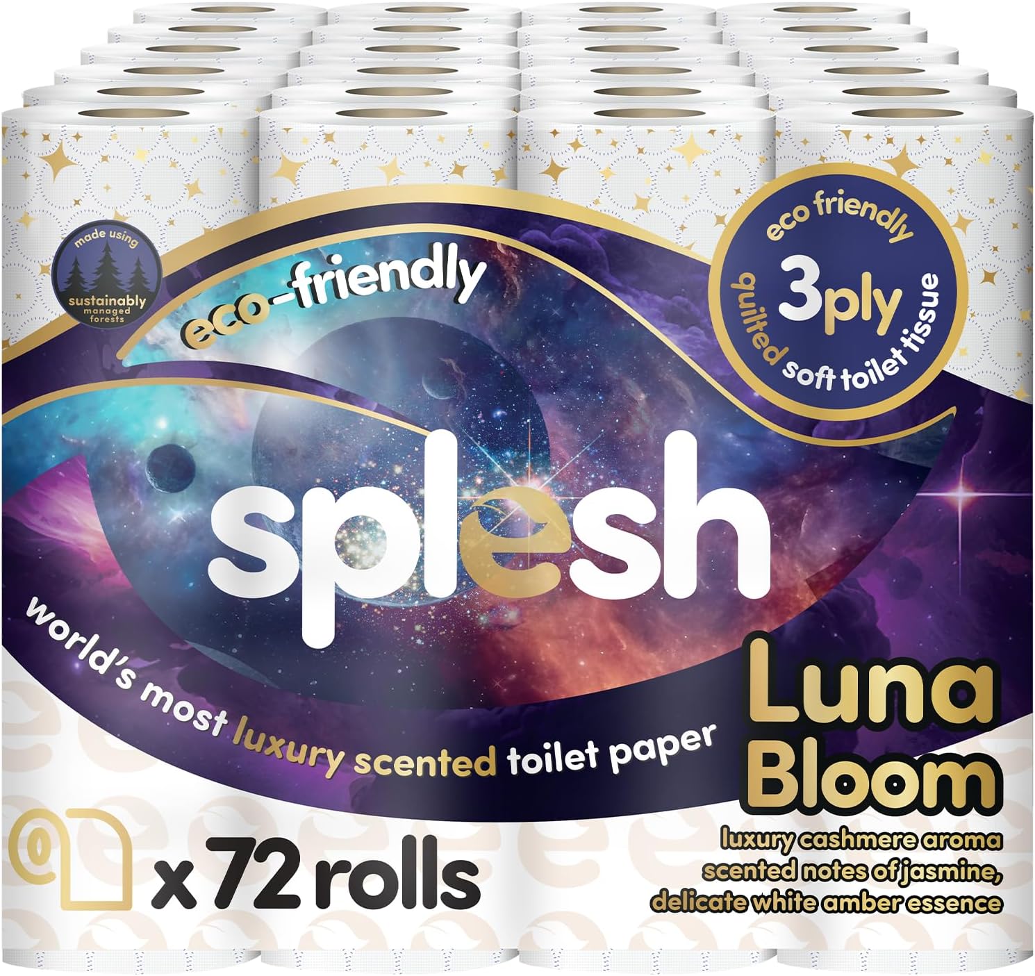 Splesh by Cusheen 3-ply Toilet Roll - Luna Bloom (72 Pack) Soft ...
