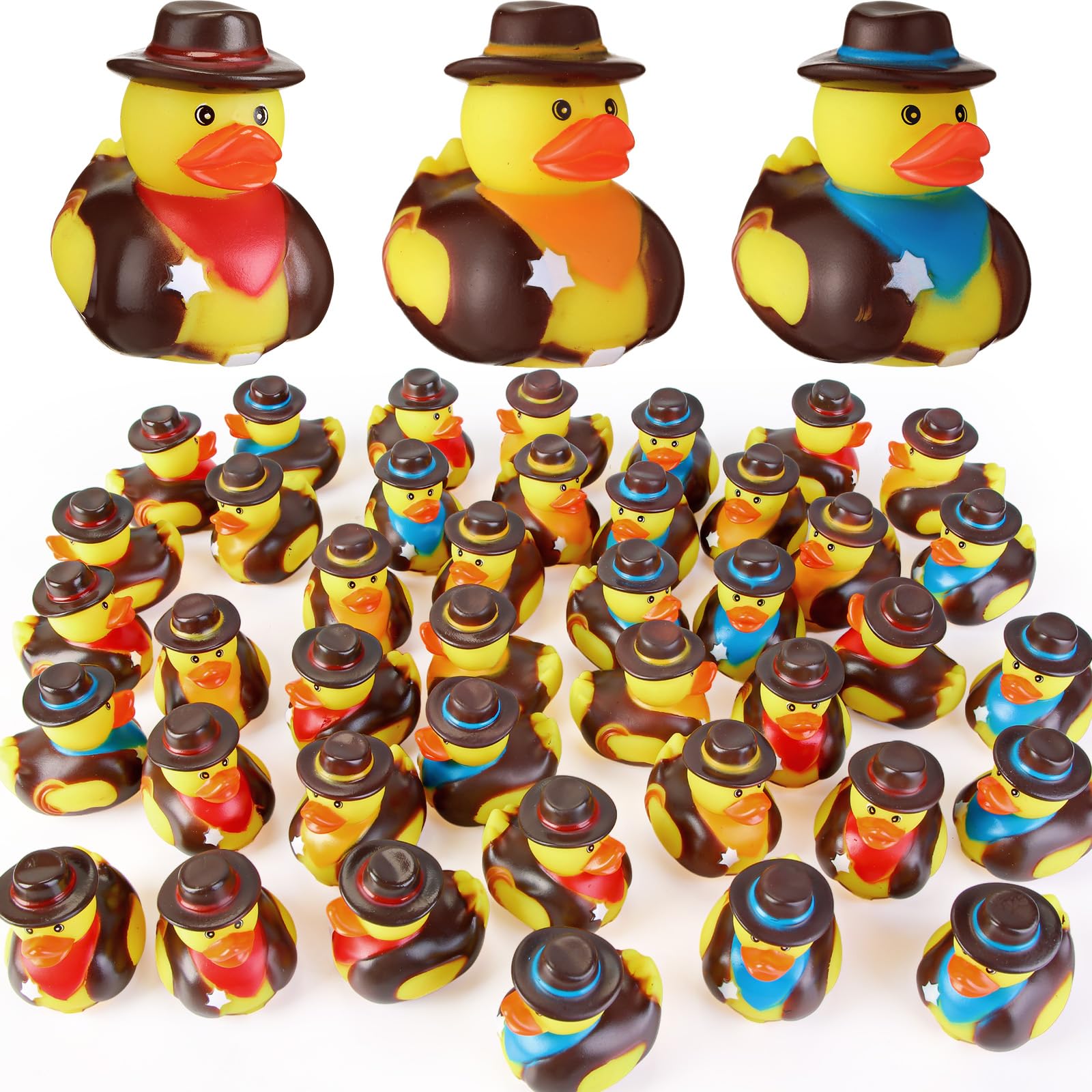 Jerify Cowboy Rubber Duck with Cowboy Hat 2 Inch Cute Duck Bath Toy for ...