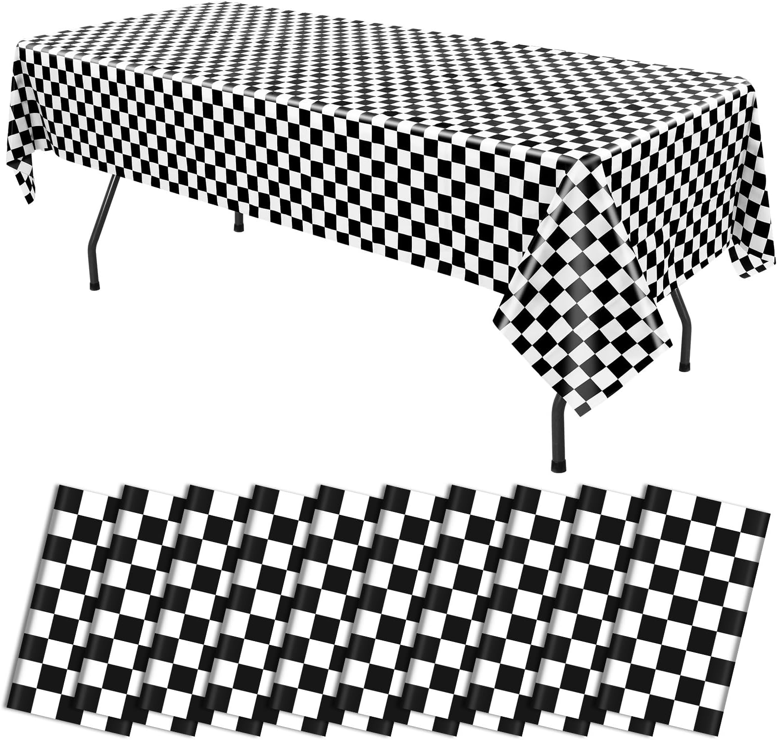 Amazon.com: AnapoliZ Black Checkered Tablecloth Plastic | 3 Pcs Pack ...