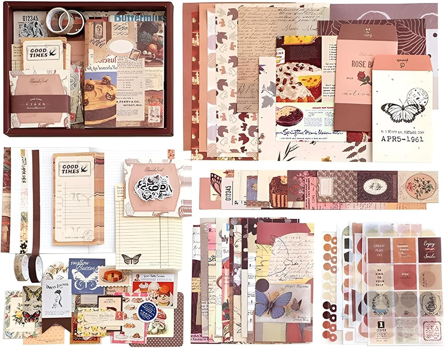 BONDWET 346pcs Journal Supplies Kit Vintage Scrapbook Stickers Pack ...