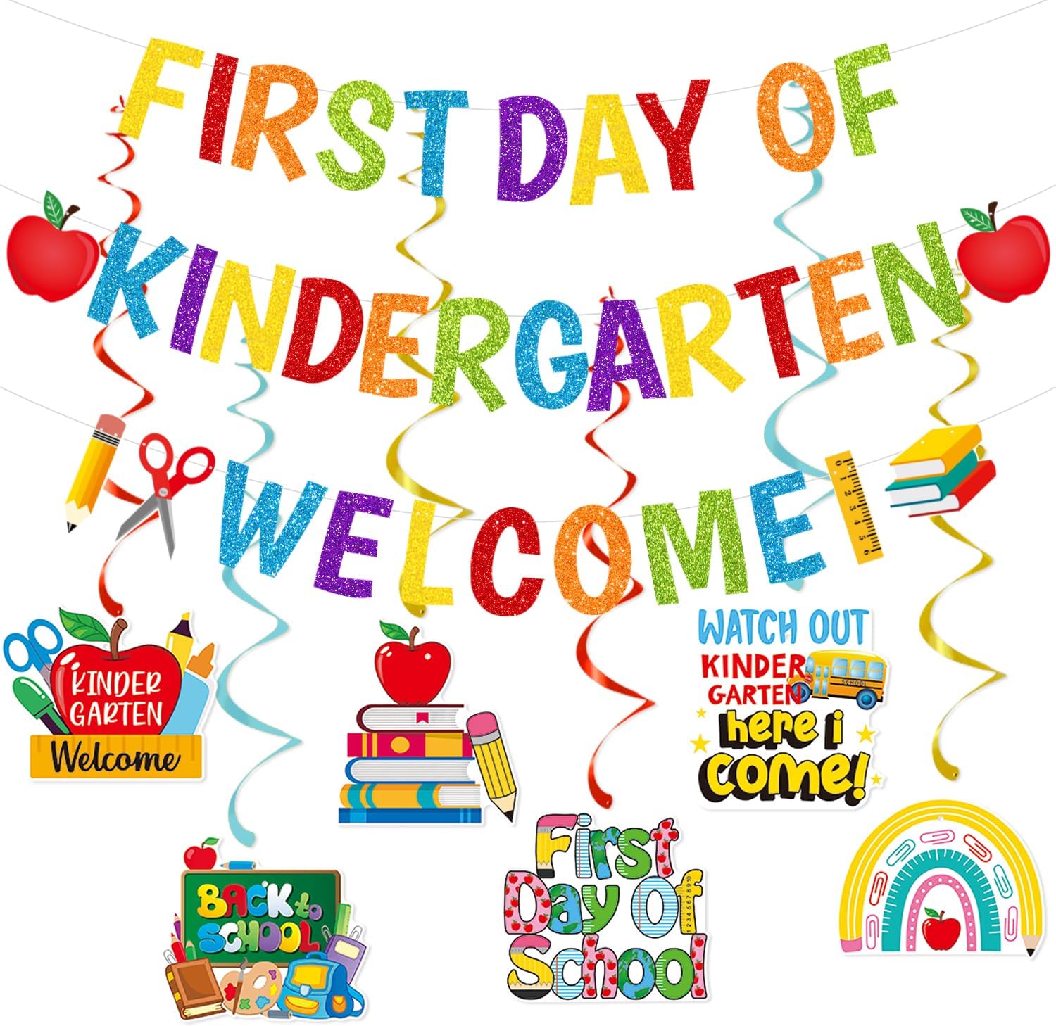 Amazon.com: Watch Out Kindergarten Here I Come Banner, First Day of ...