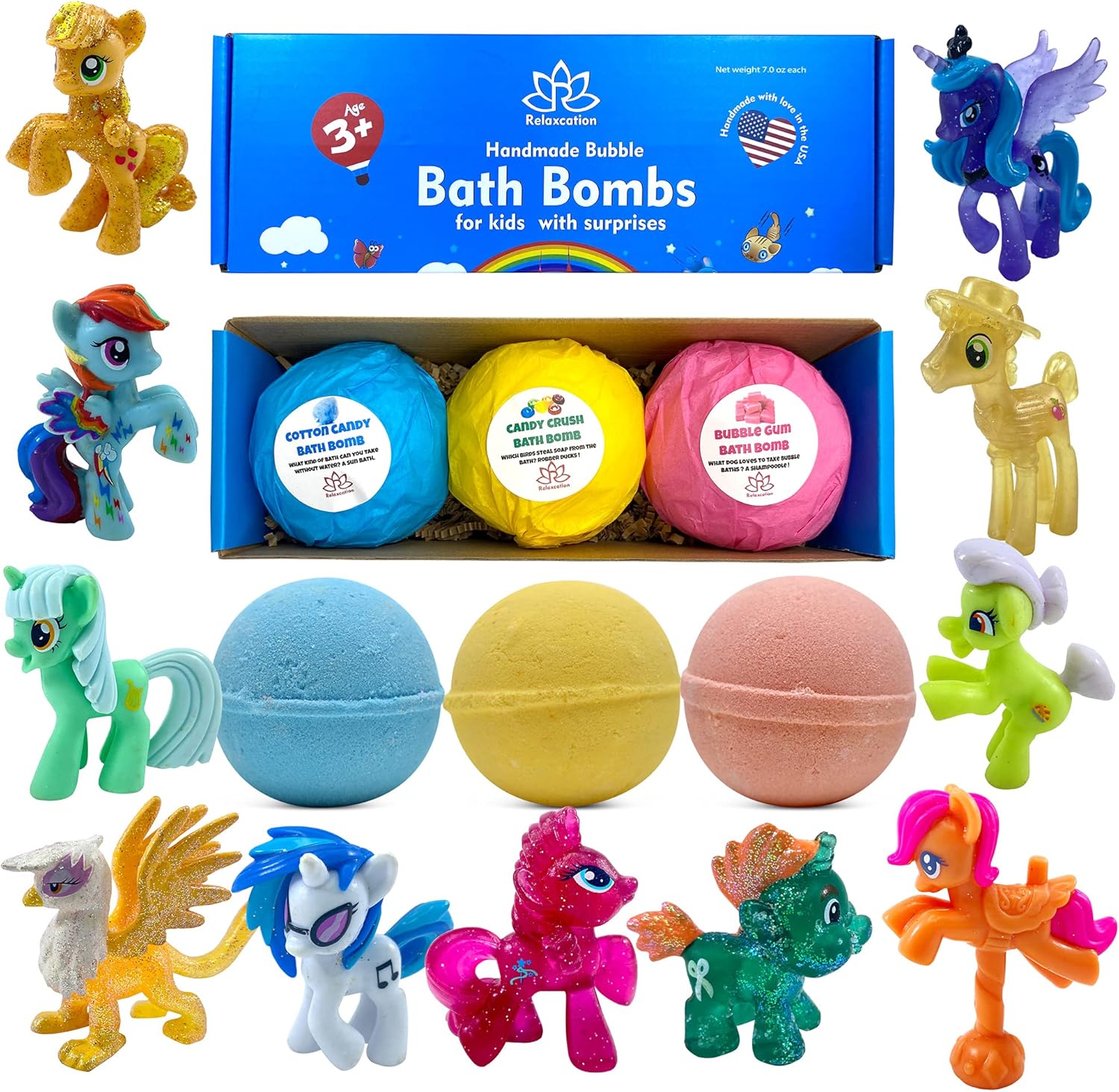 Amazon.com : Bath Bombs for Girls Surprise - 3 Natural Handmade Bath ...