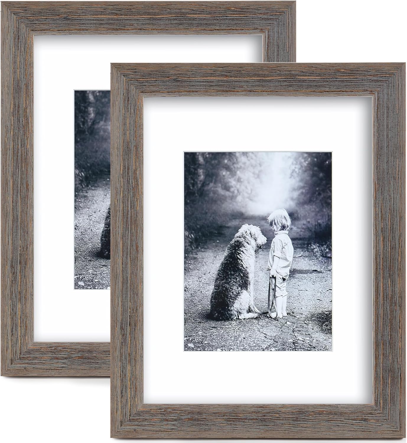 Amazon.com - Yaetm 9x12 Wooden Picture Frame with Mat 6x8, Rustic Solid ...