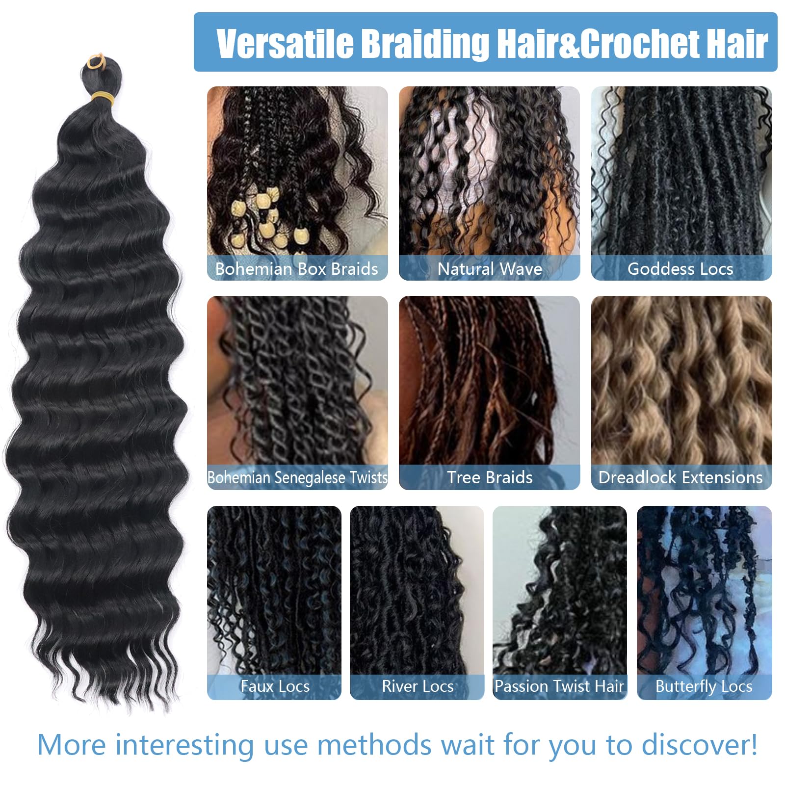 Snapklik.com : Deep Wave Braiding Hair Color 4 Water Wave Crochet Hair ...