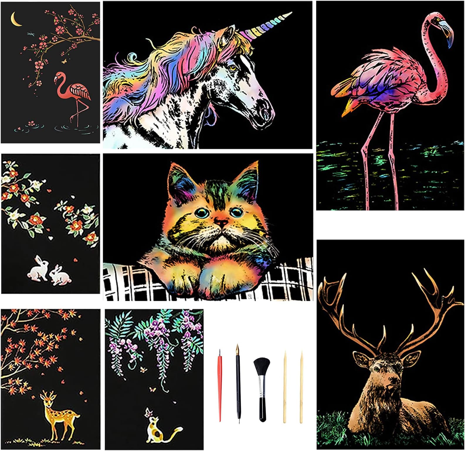 Animal Scratch Art, Foil Handmade Scratch Painting Art and Crafts Gifts ...